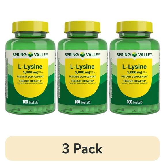 (3 pack) Spring Valley L-Lysine Dietary Supplement Tablets for Tissue ...