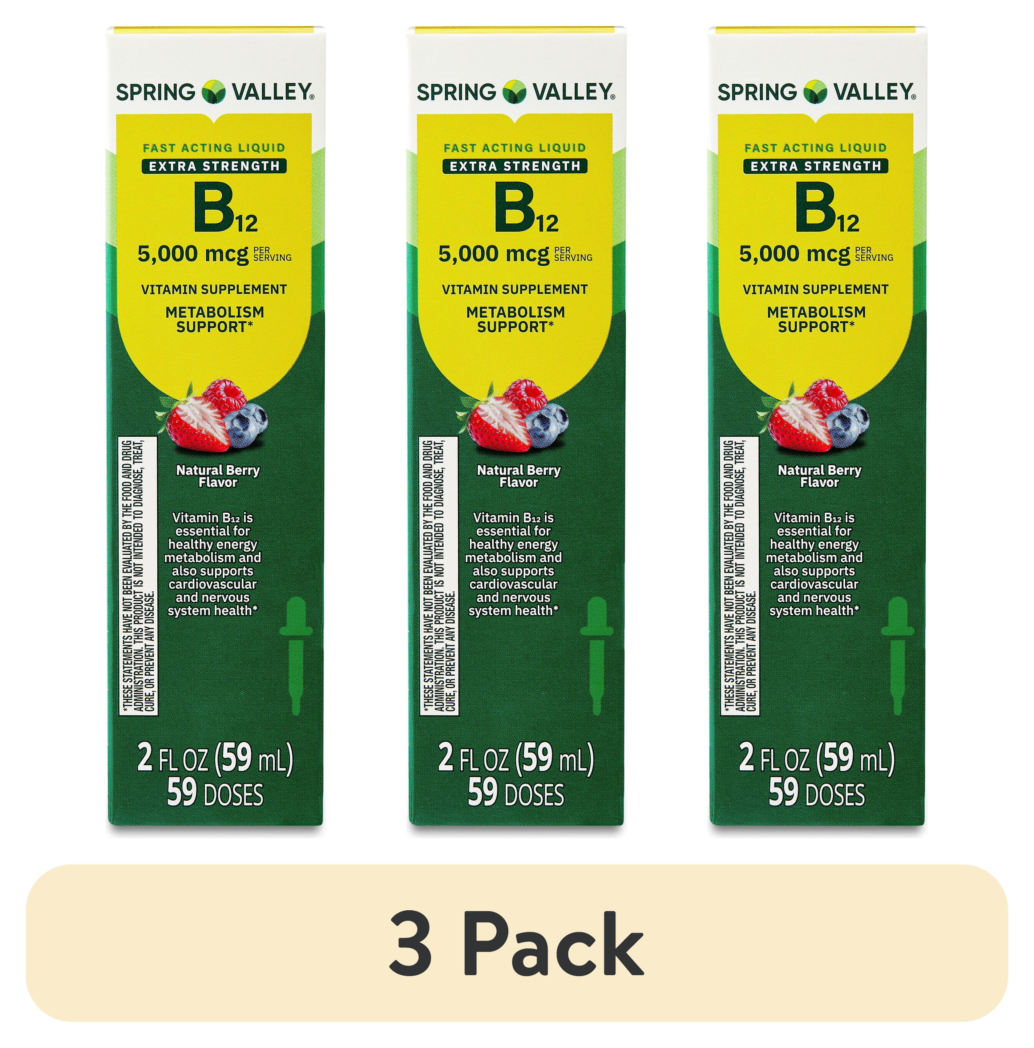 (3 pack) Spring Valley Extra Strength Vitamin B12 Supplement, 5000 mcg ...