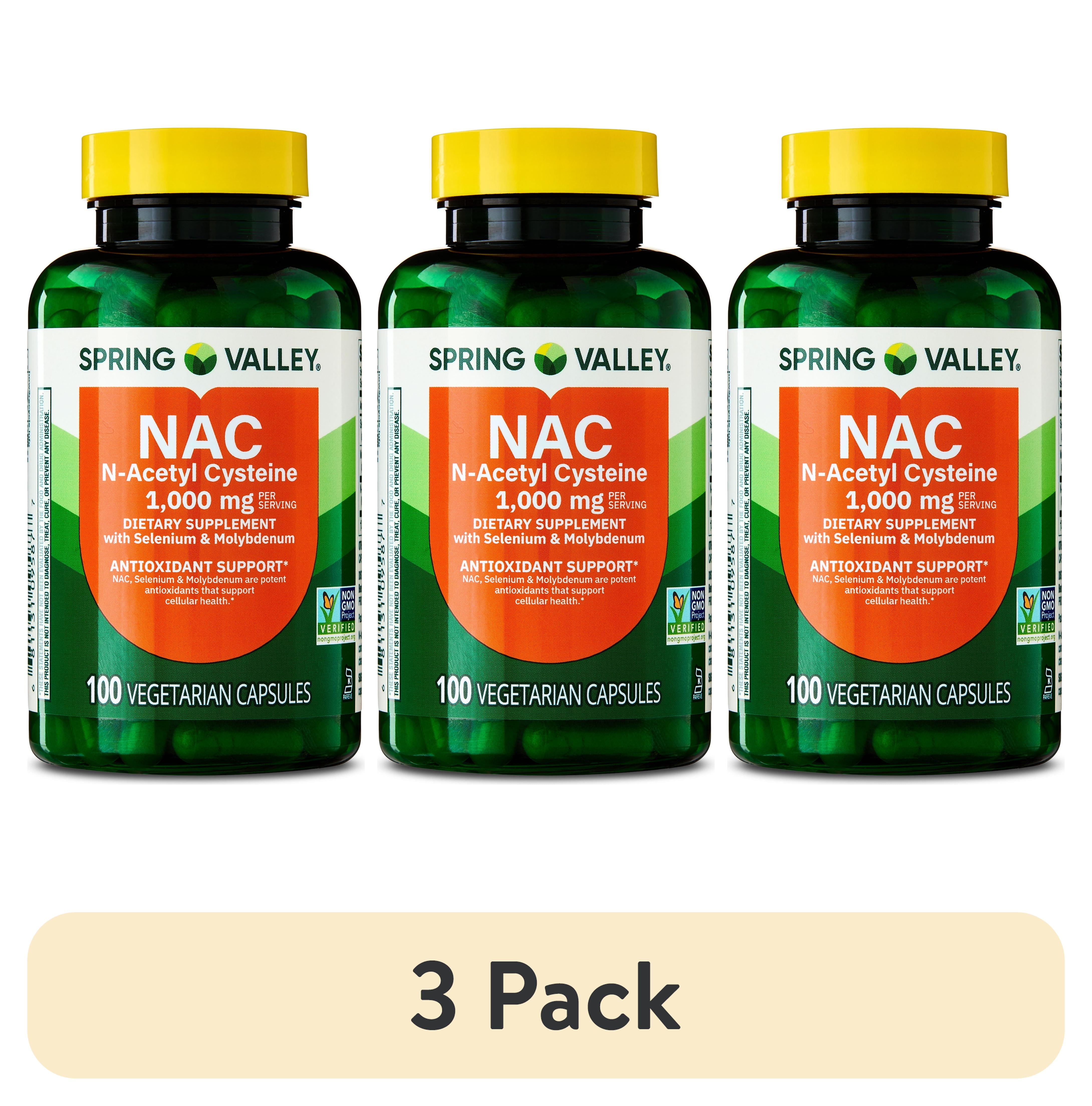(3 pack) Spring Valley NAC Dietary Supplement Vegetarian Capsules for ...