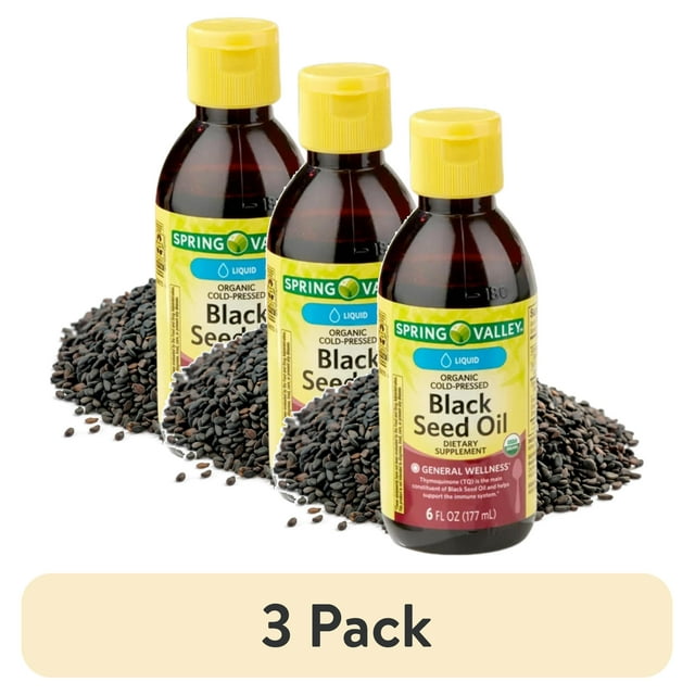 (3 pack) Spring Valley Organic Cold-Pressed Black Seed Oil, Liquid ...