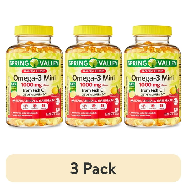 (3 pack) Spring Valley Proactive Support Omega-3 Mini from Fish Oil Dietary Supplement Mini ...