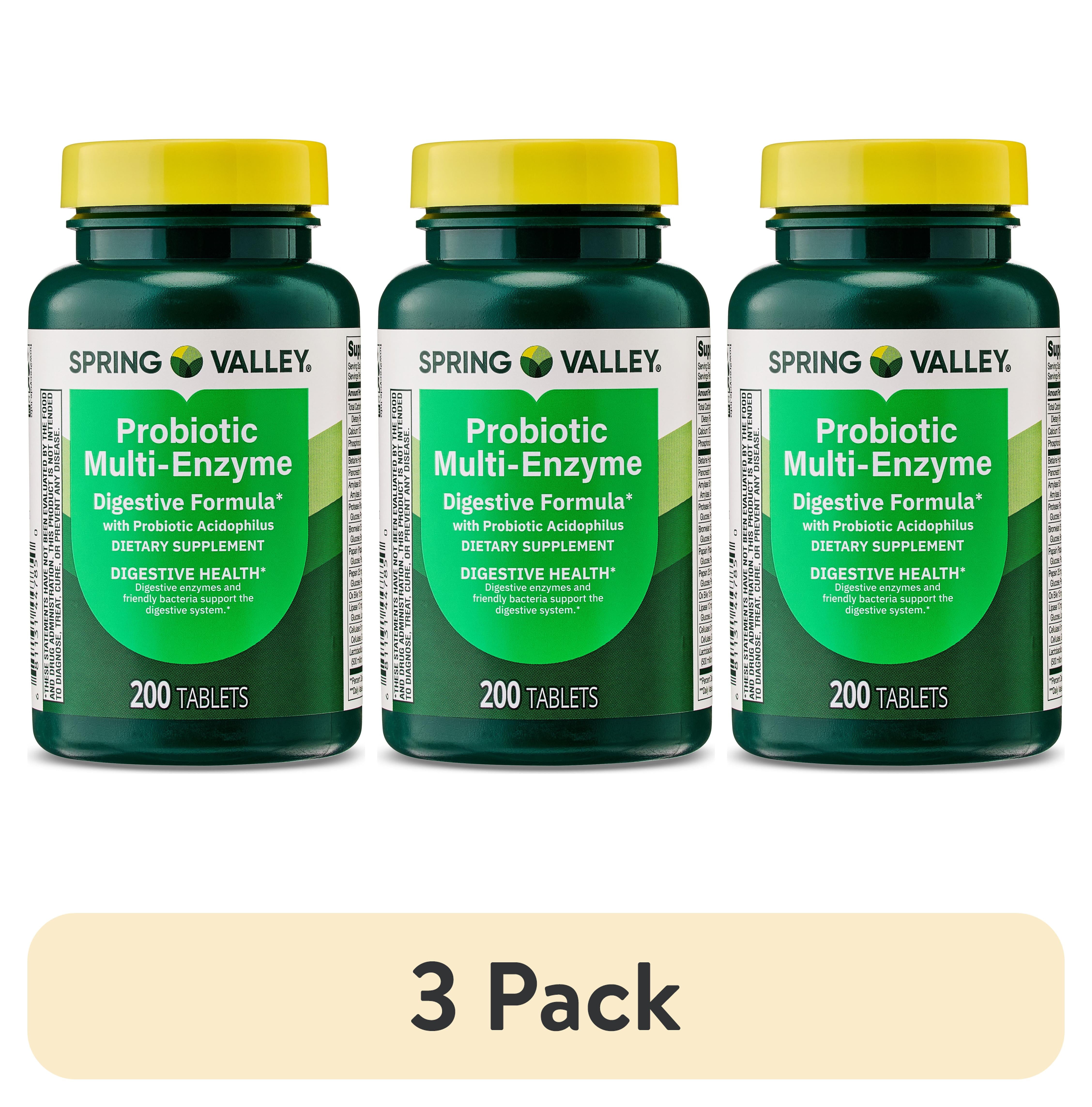 (3 pack) Spring Valley Probiotic Multi-Enzyme Digestive Formula Tablets ...