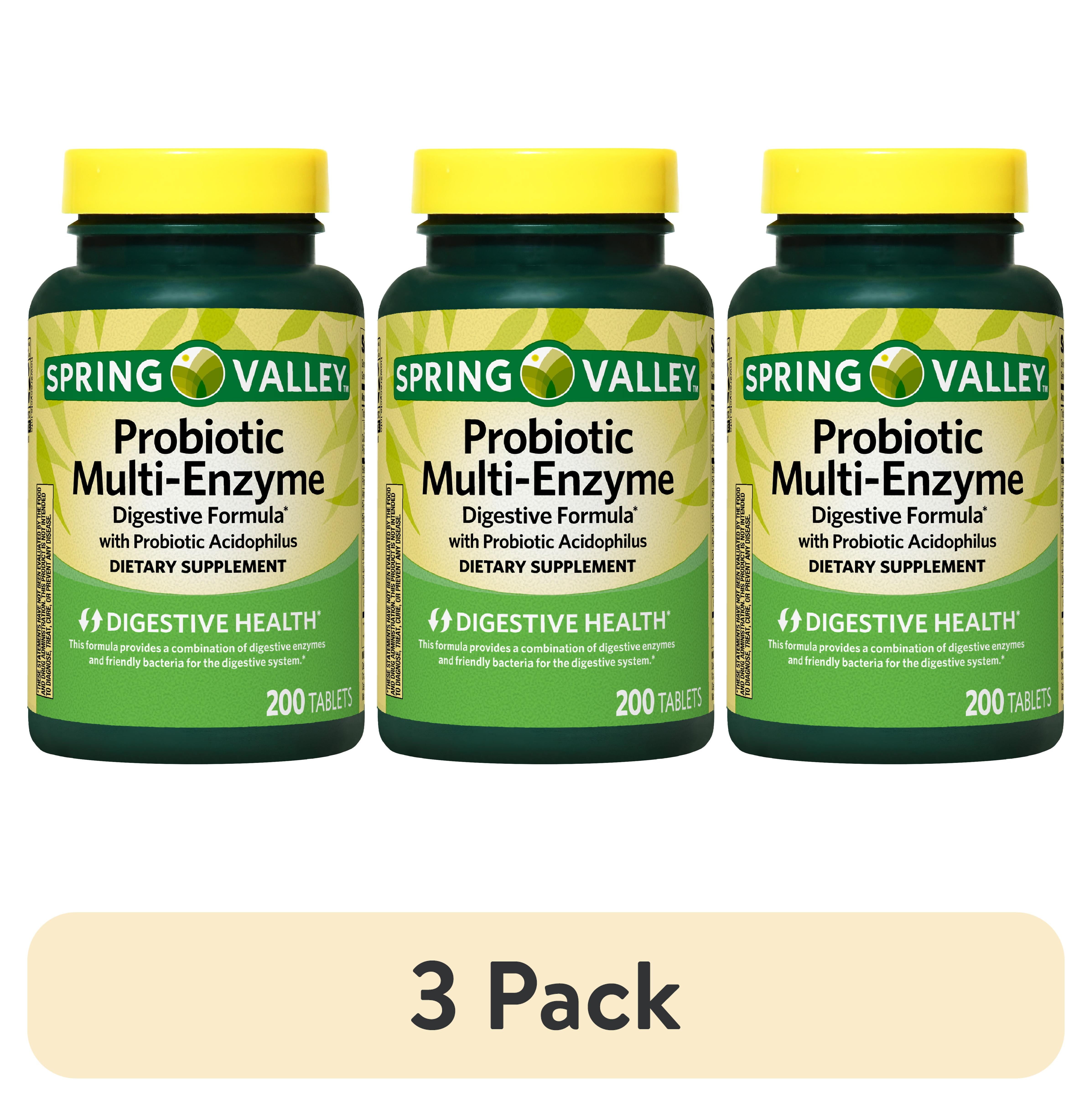(3 pack) Spring Valley Probiotic Multi-Enzyme Digestive Formula Tablets ...