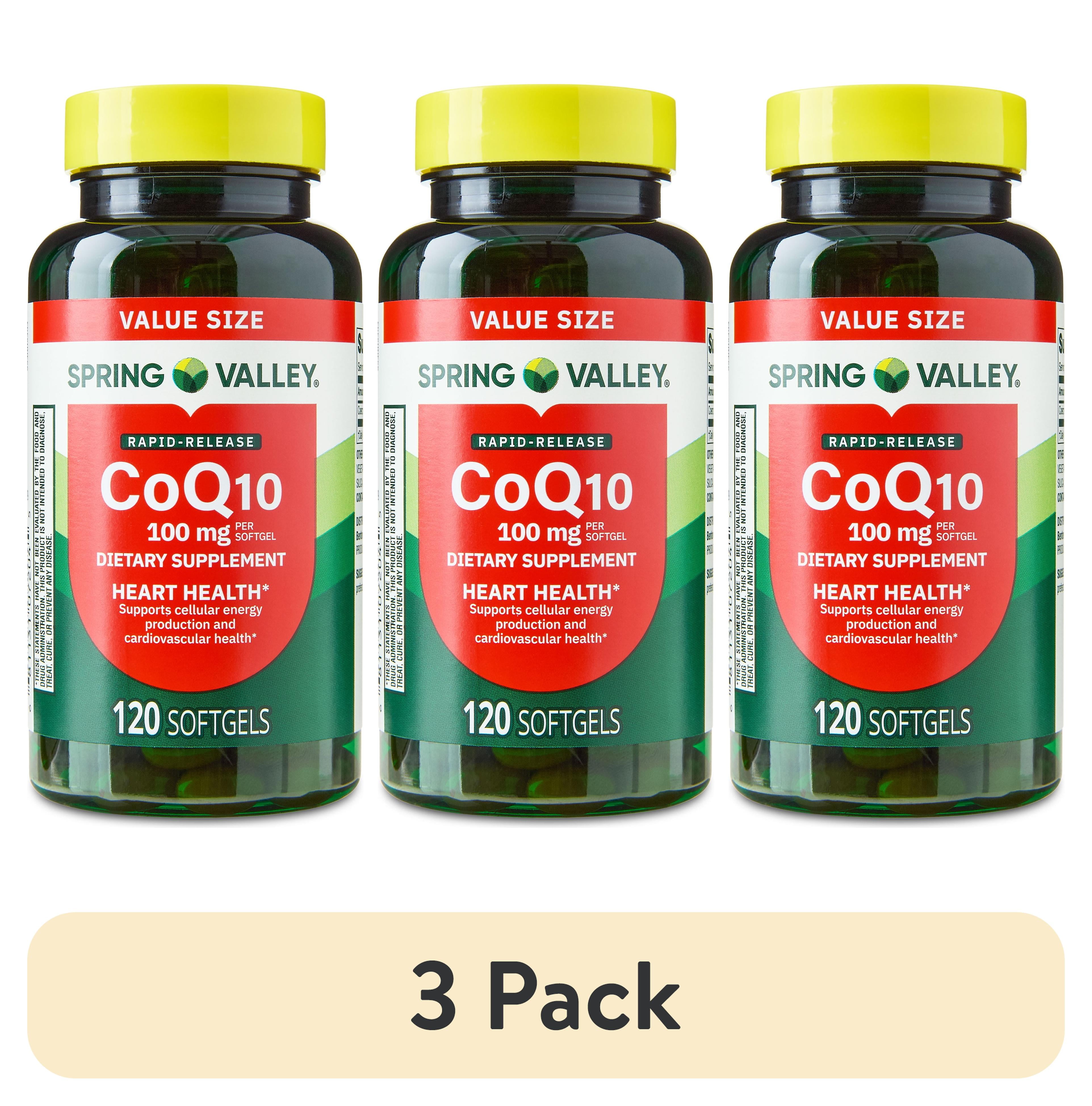 (3 pack) Spring Valley Rapid-Release CoQ10 Heart Health Dietary ...