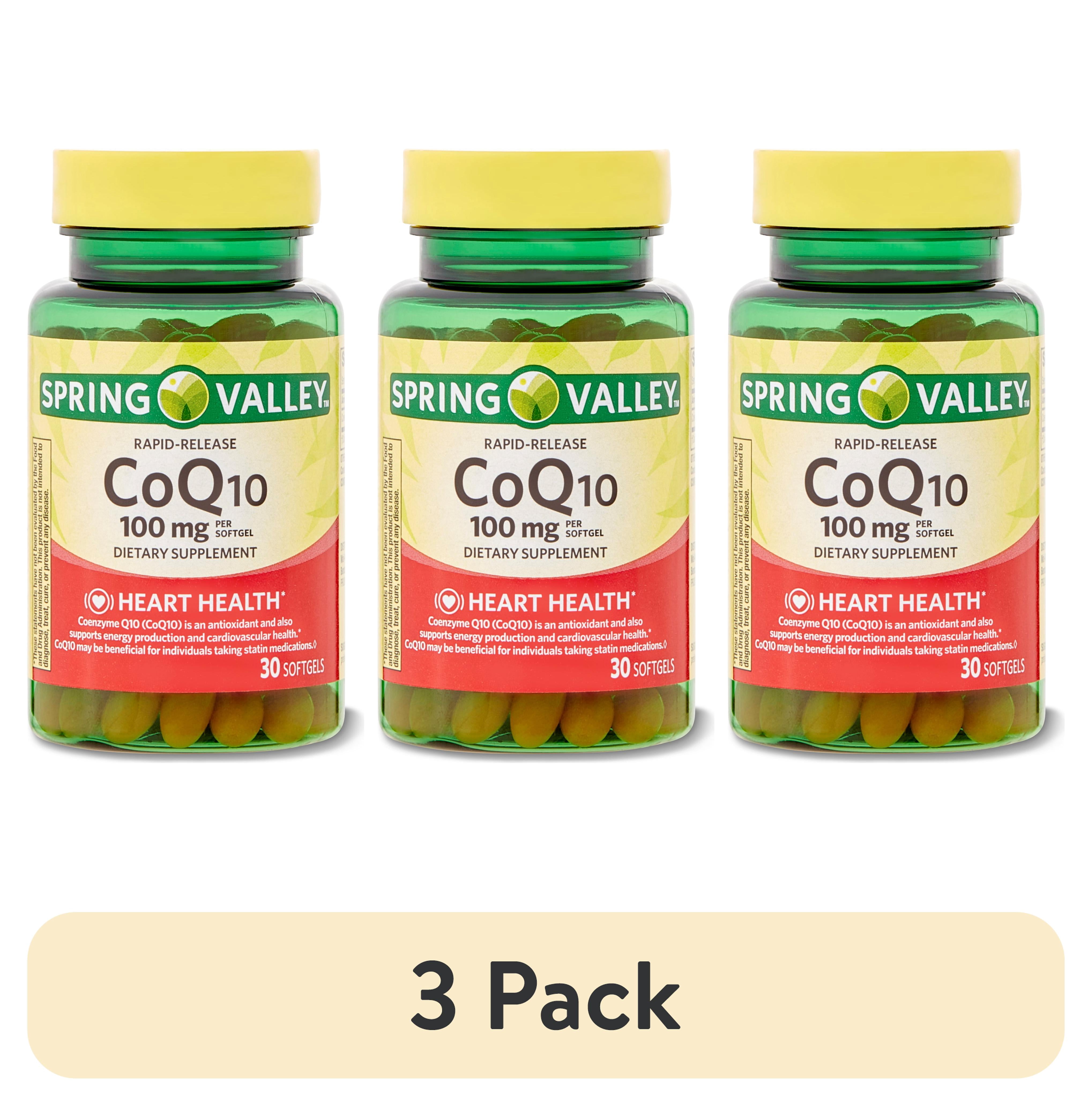 (3 pack) Spring Valley Rapid-Release CoQ10 Heart Health Dietary ...