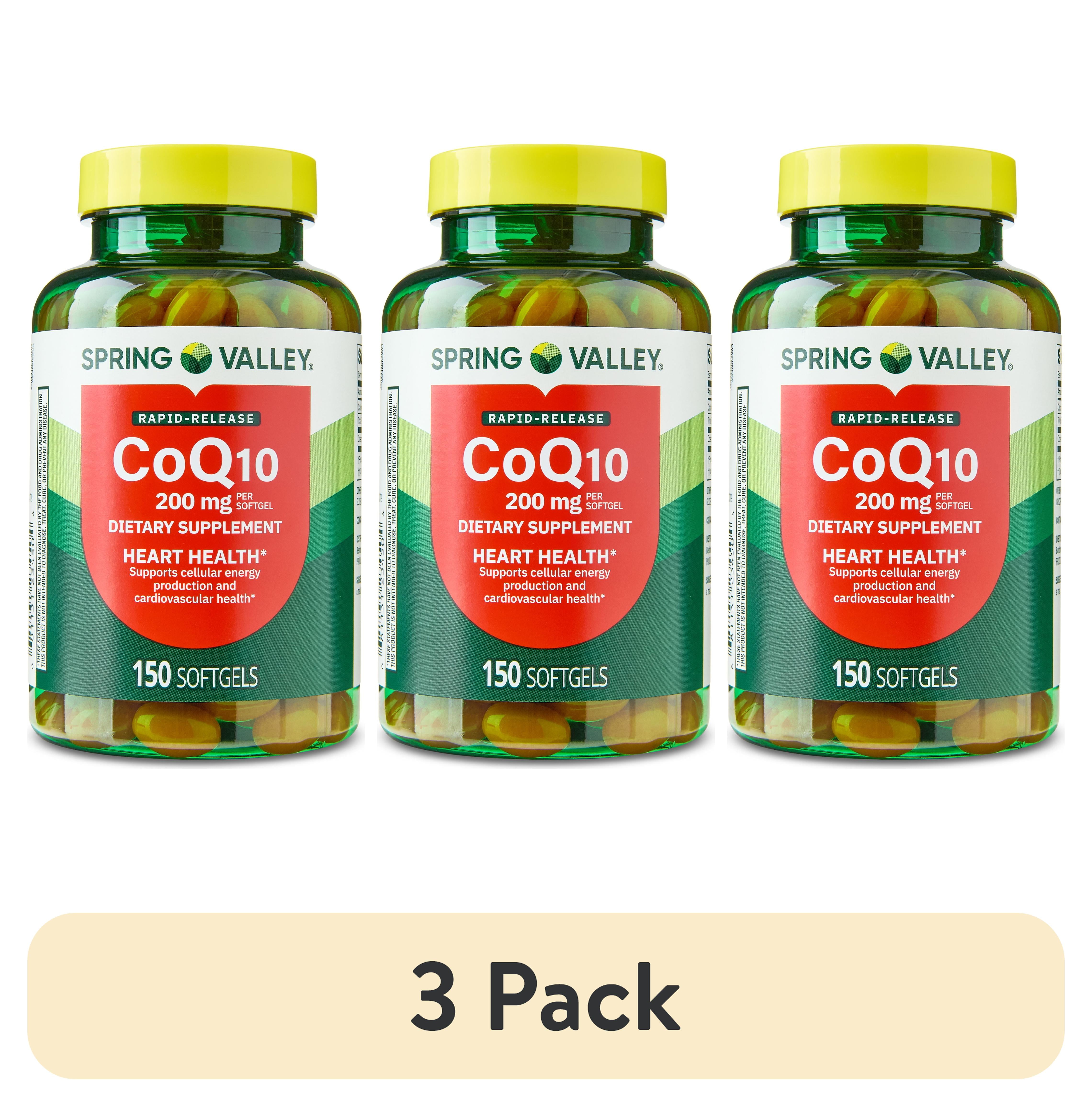 (3 pack) Spring Valley Rapid-Release CoQ10 Dietary Supplement Softgels ...