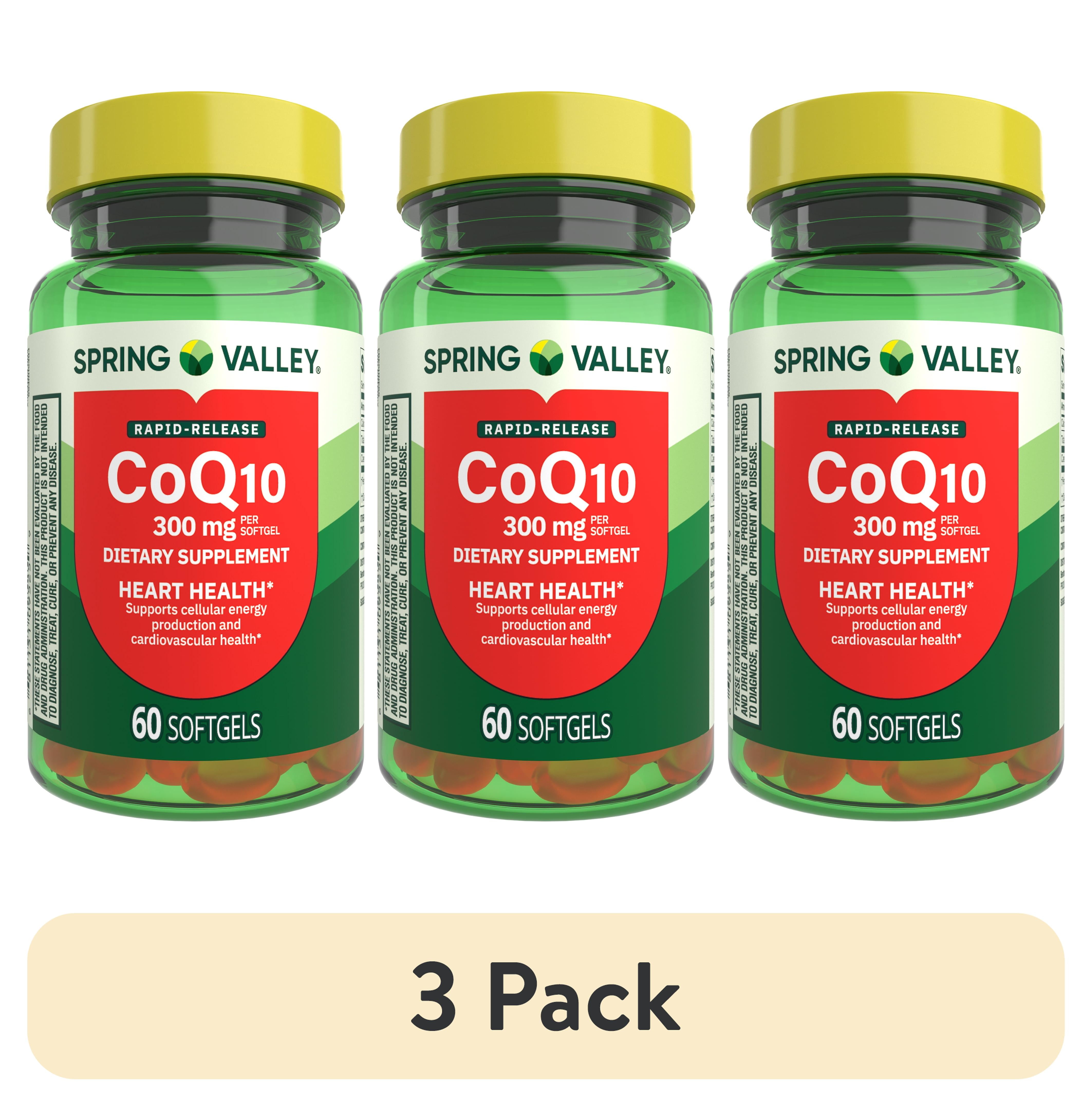(3 pack) Spring Valley Rapid-Release CoQ10 Dietary Supplement Softgels ...
