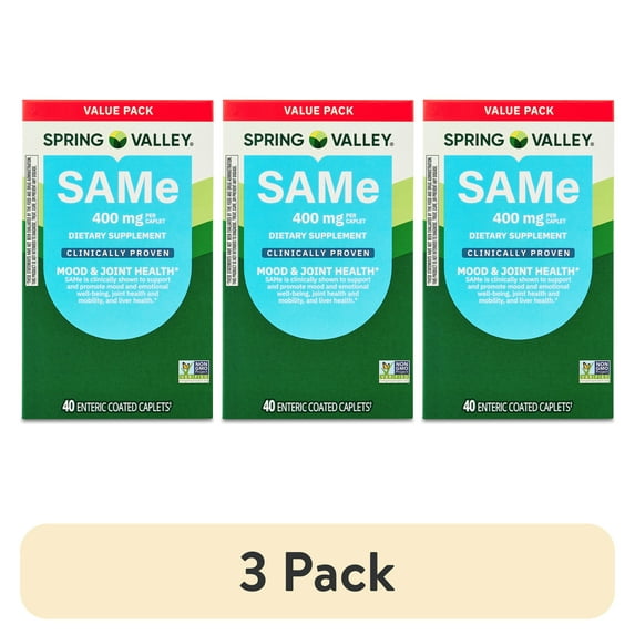 (3 pack) Spring Valley SAMe Dietary Supplement Value Pack, 400 mg, 40 ...