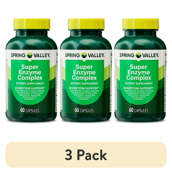 (3 pack) Spring Valley Super Enzyme Complex Dietary Supplement Capsules ...