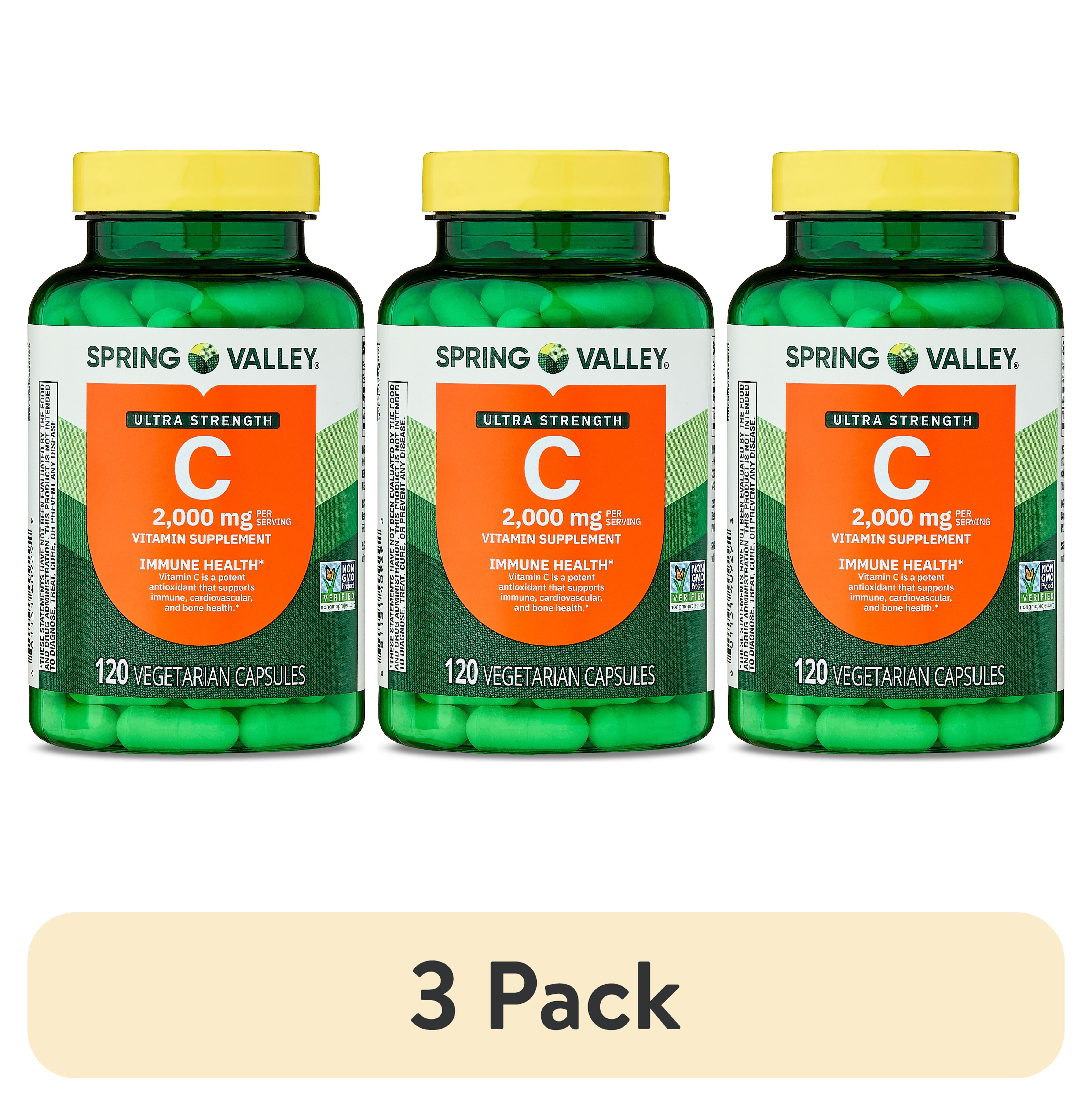 (3 pack) Spring Valley Ultra Strength Vitamin C, 2,000 mg, 120 Count ...