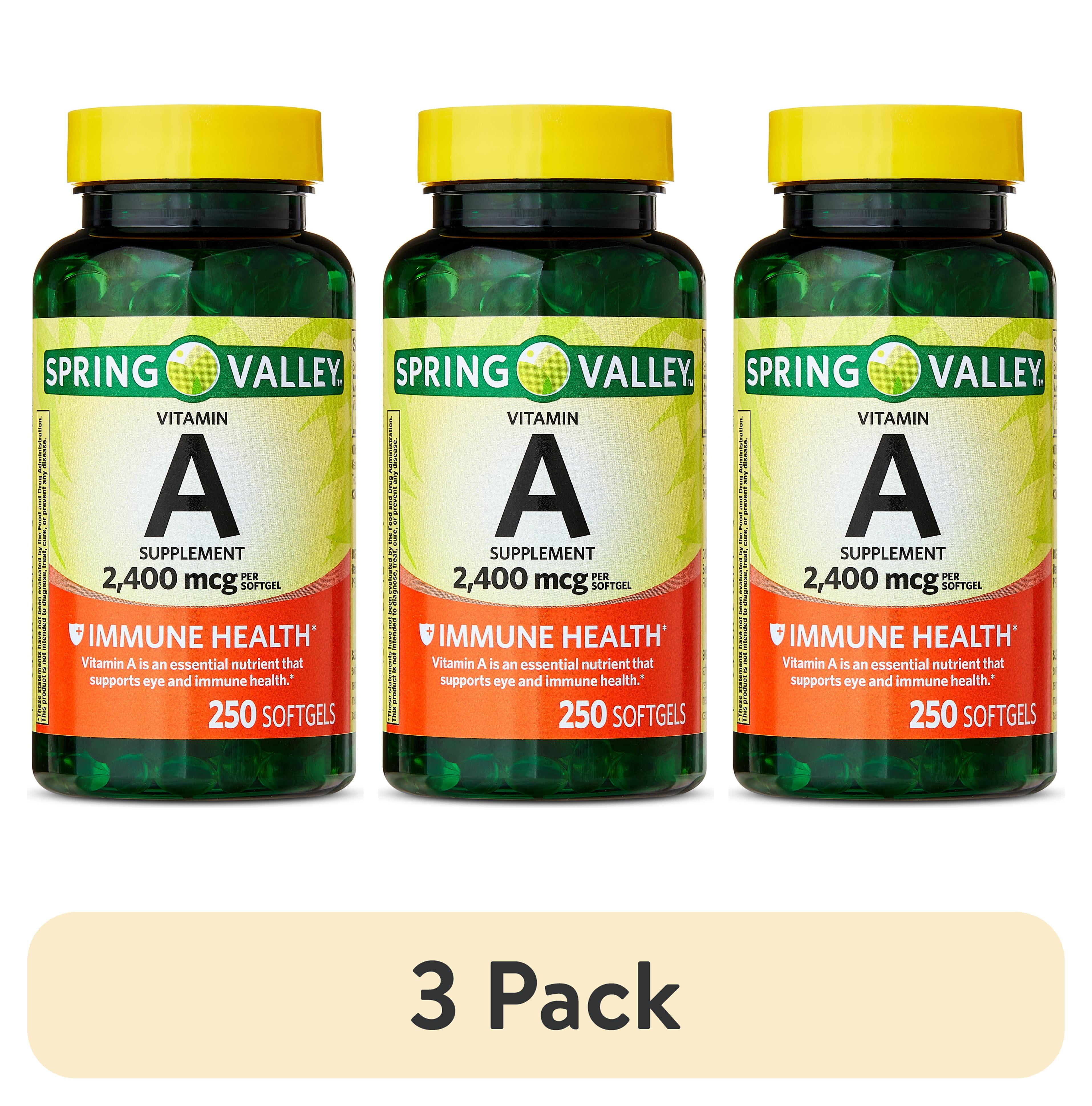 (3 pack) Spring Valley Vitamin A Supplement Softgels for Immune Health ...