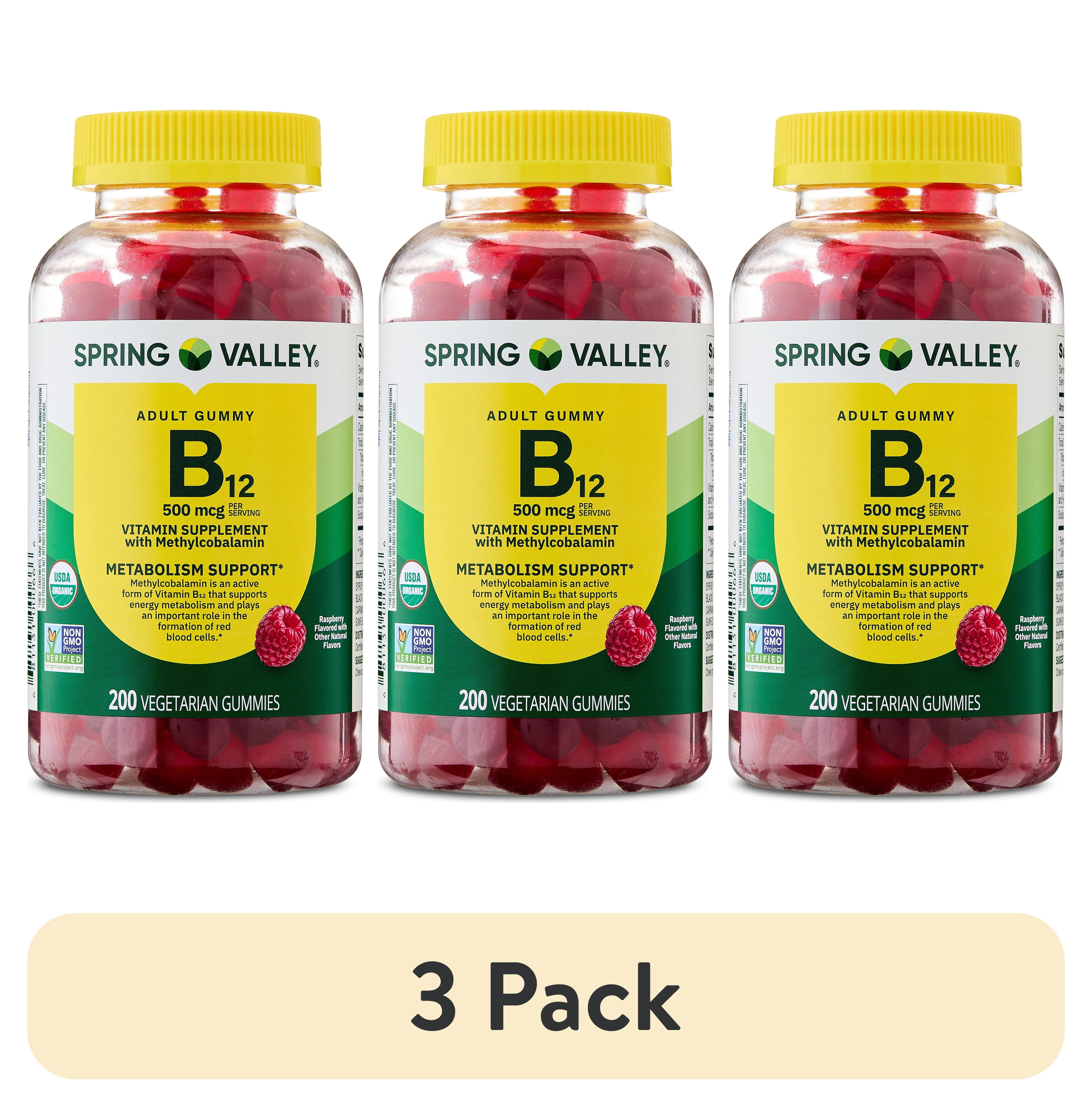 (3 pack) Spring Valley Vitamin B12 Supplement Vegetarian Gummies for ...