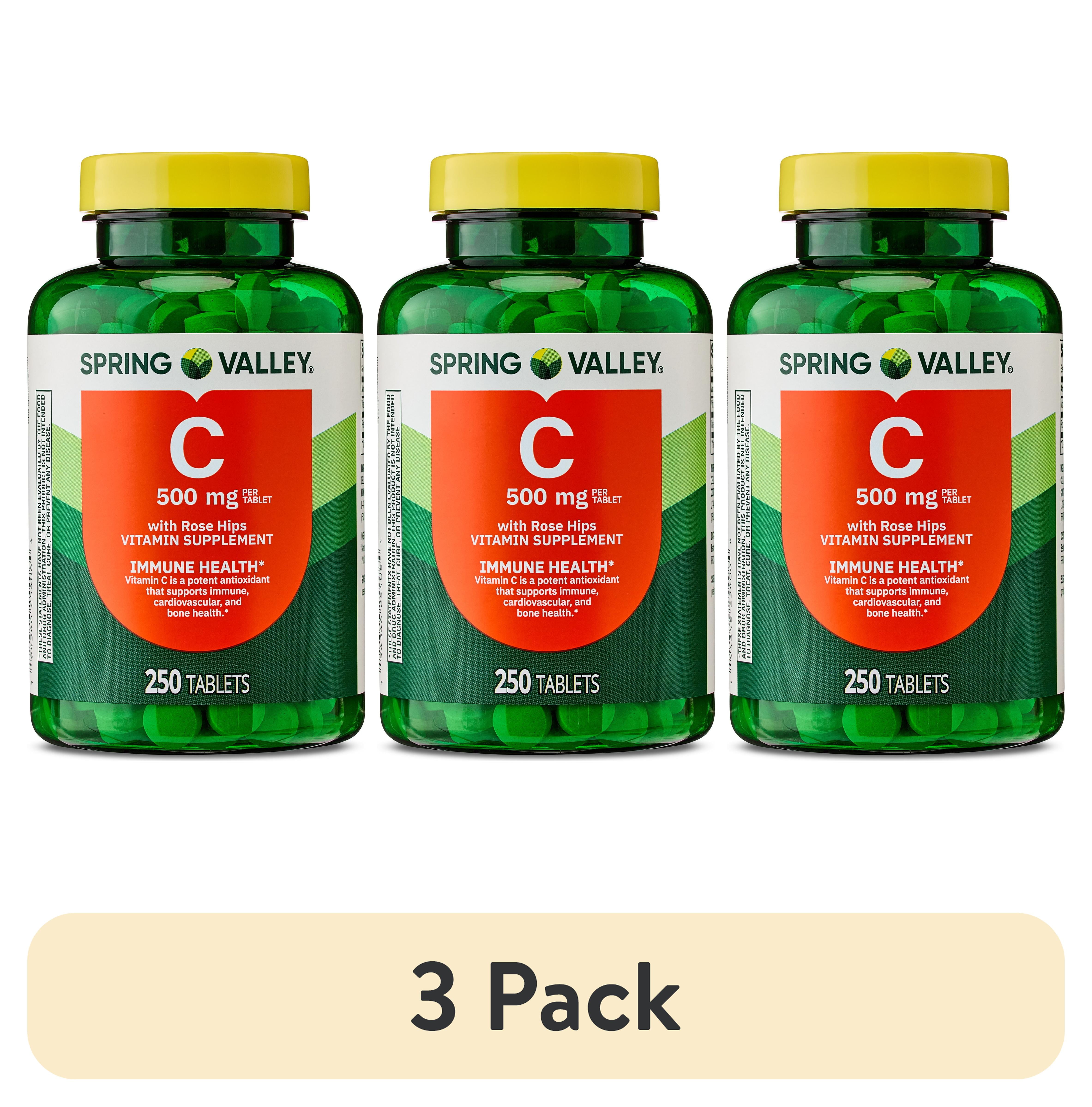 (3 pack) Spring Valley Vitamin C with Rose Hips, 500 mg, 250 Count ...