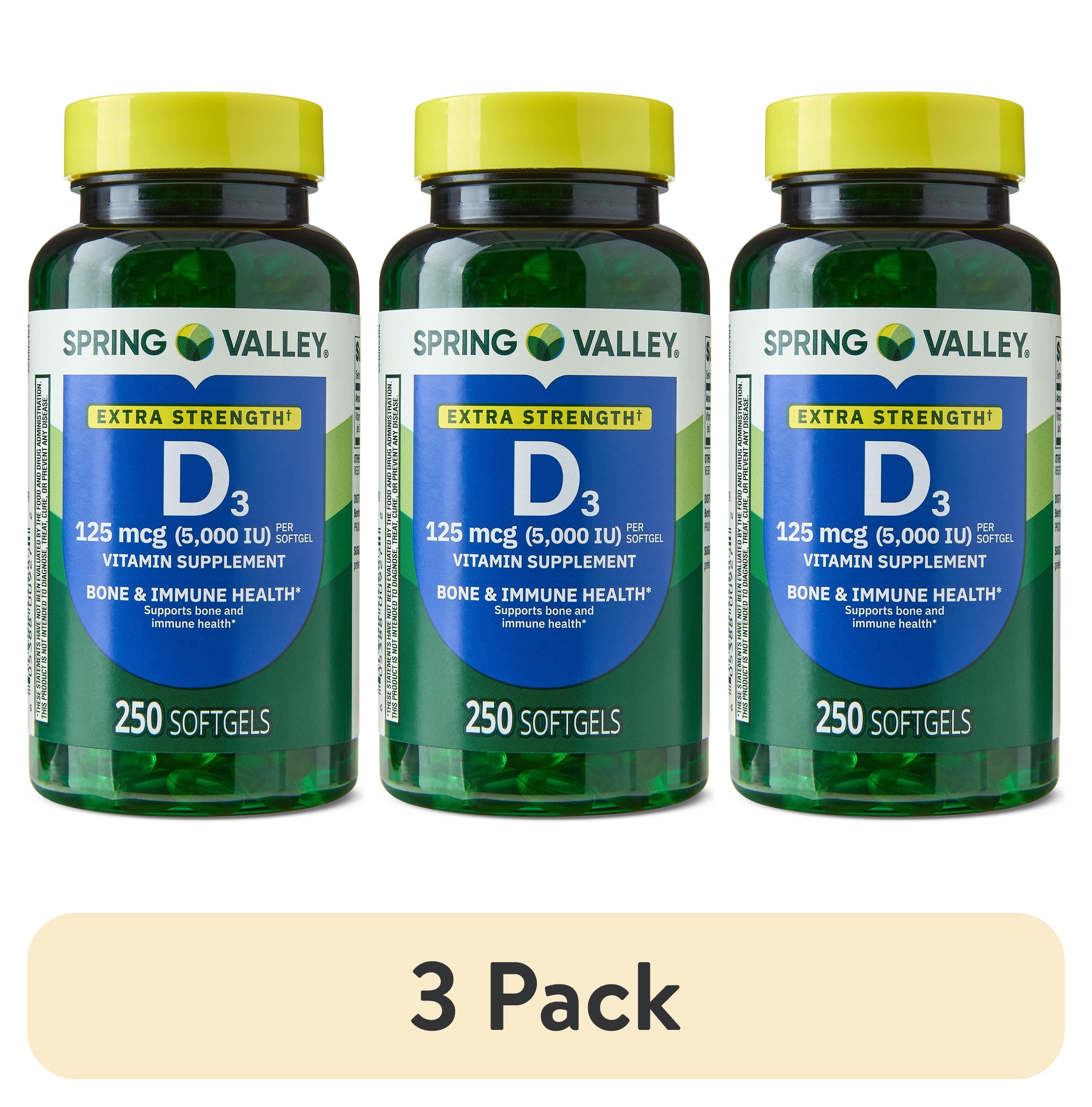 (3 pack) Spring Valley Extra Strength Vitamin D3 Supplement Softgels ...