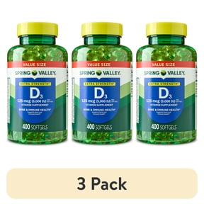 Spring Valley Vitamin D3 Softgels, 50 mcg (2,000 IU), 200 Count ...