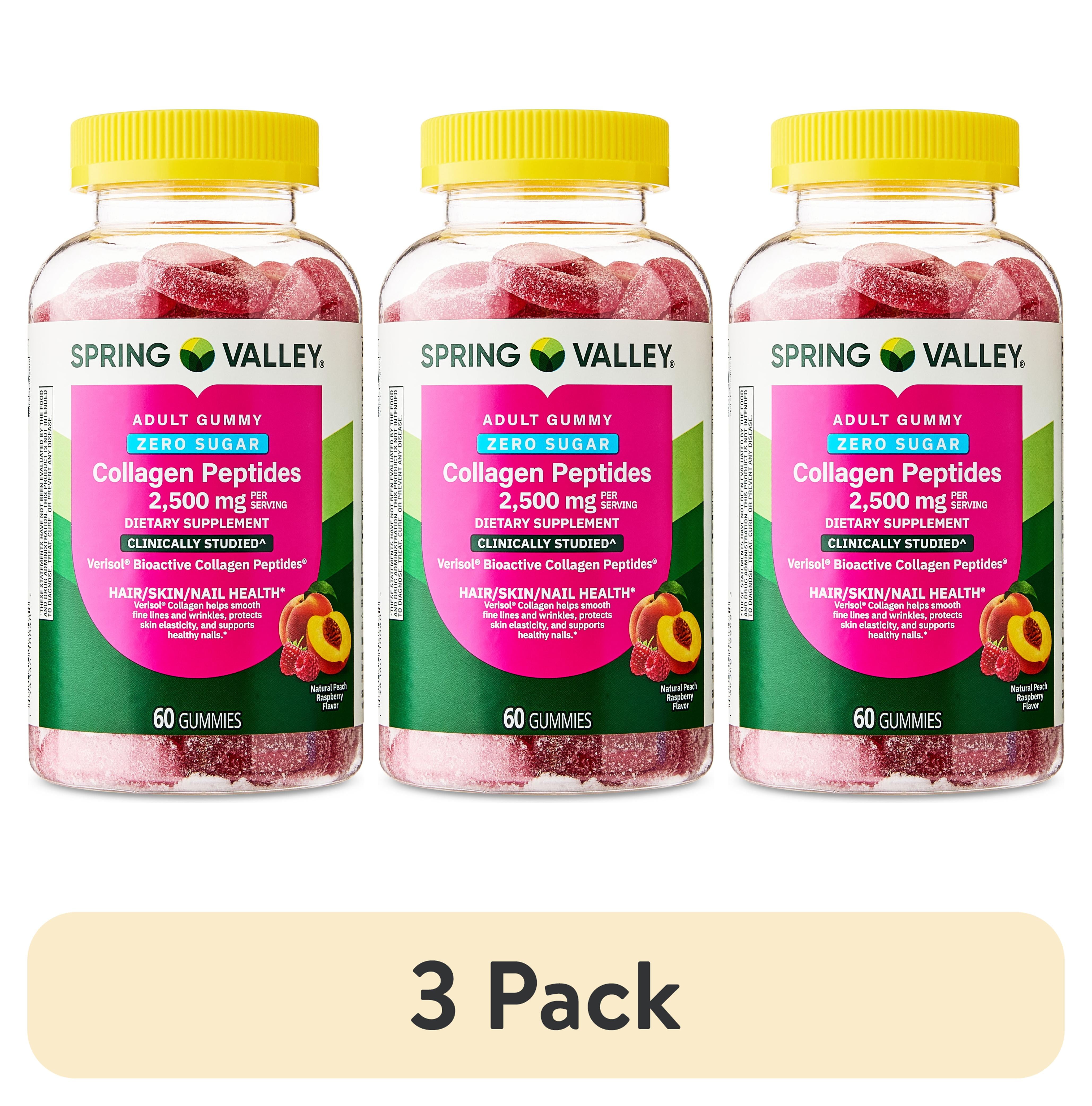 (3 pack) Spring Valley Zero Sugar Collagen Peptides Gummies for Hair ...