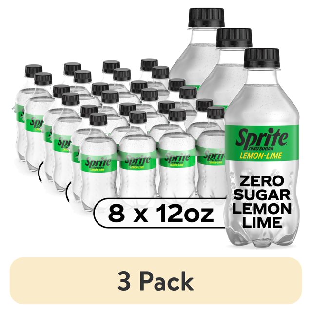 (3 pack) Sprite Zero Sugar Lemon Lime Soda Pop, 12 fl oz, 8 Pack ...