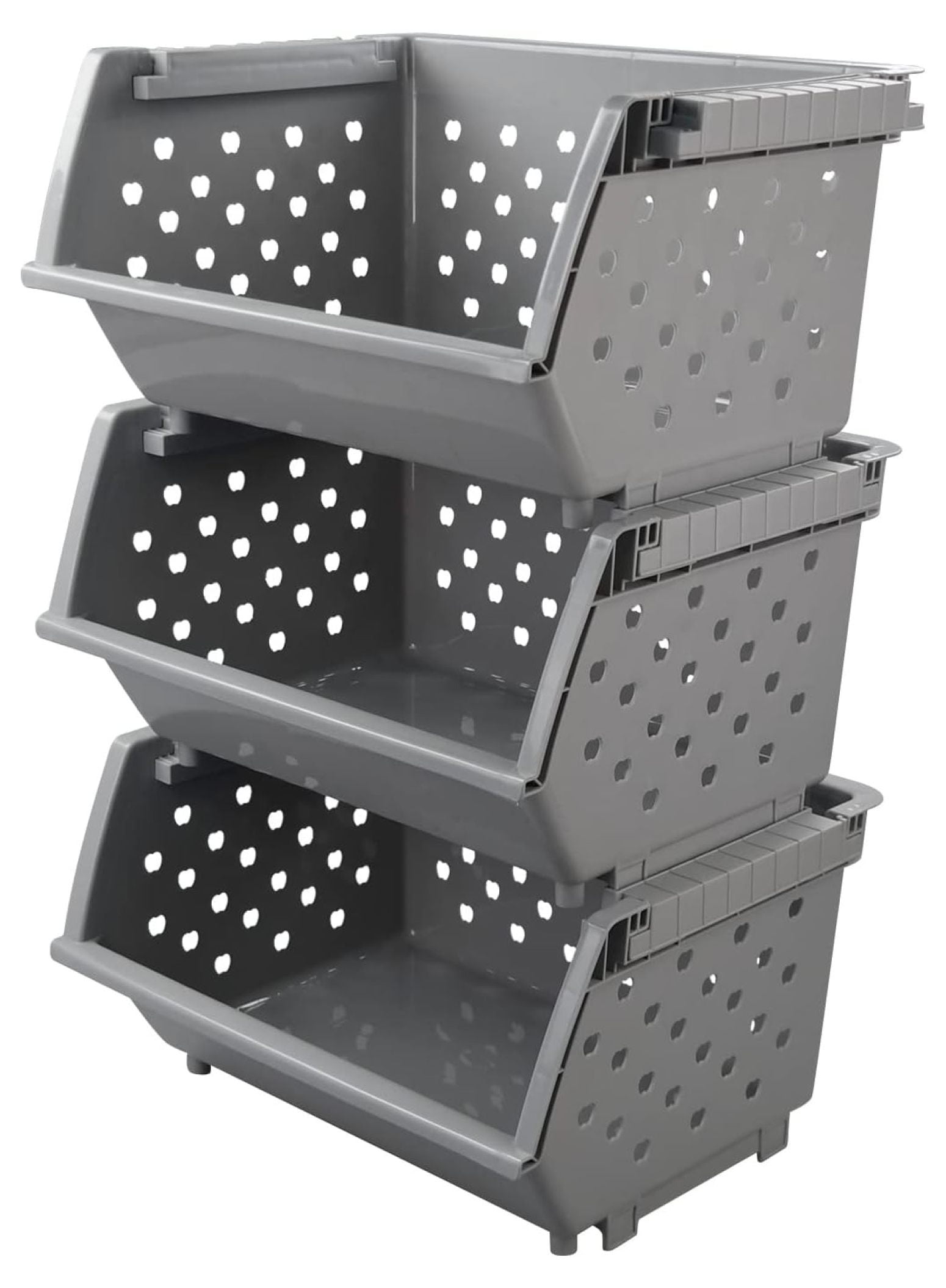 3-pack Stackable Storage Baskets, Plastic Stacking Organizer Bins - Walmart.com