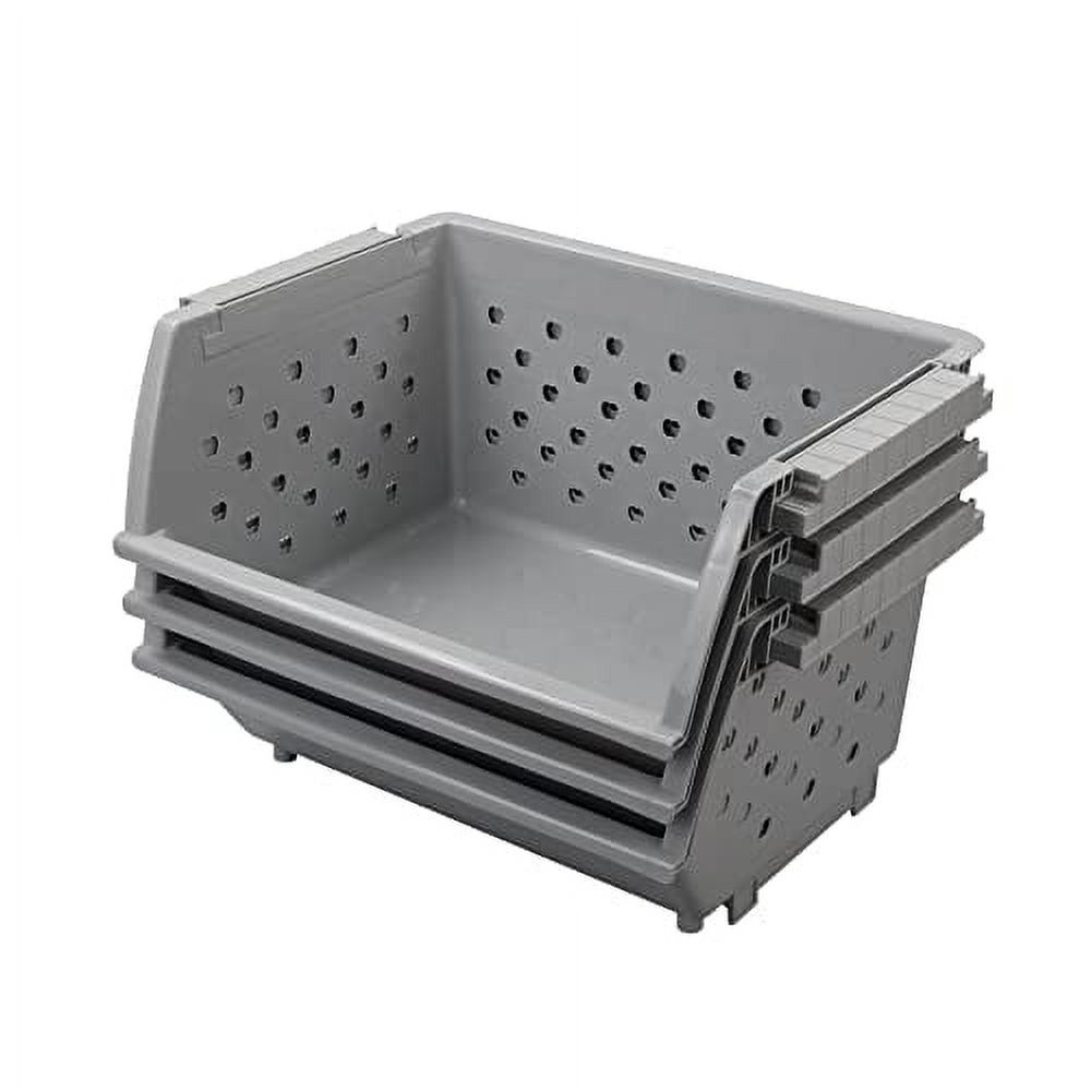 3-pack Stackable Storage Baskets, Plastic Stacking Organizer Bins ...