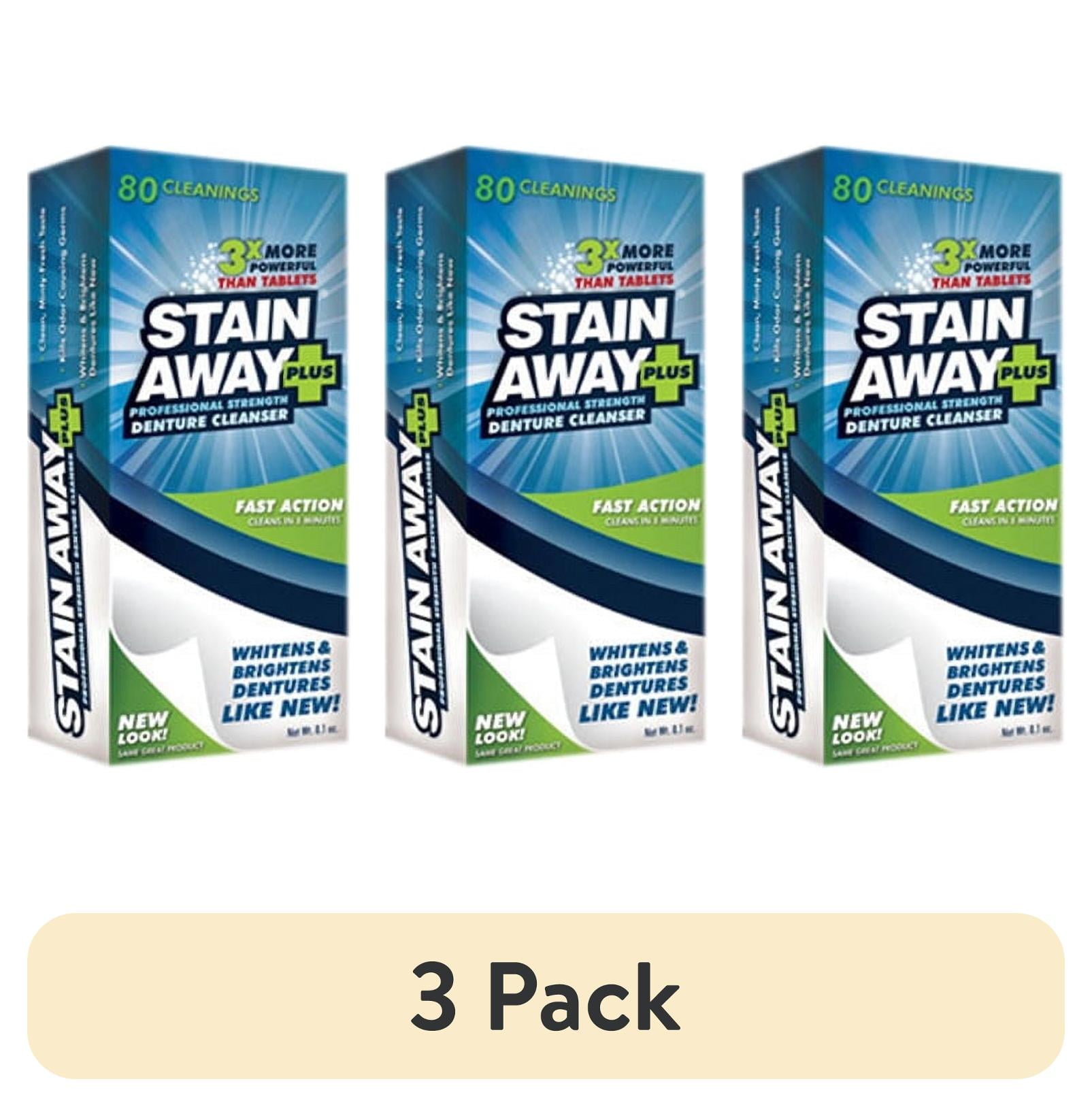 (3 pack) Stain Away Plus Professional Strength Denture Cleanser Powder ...