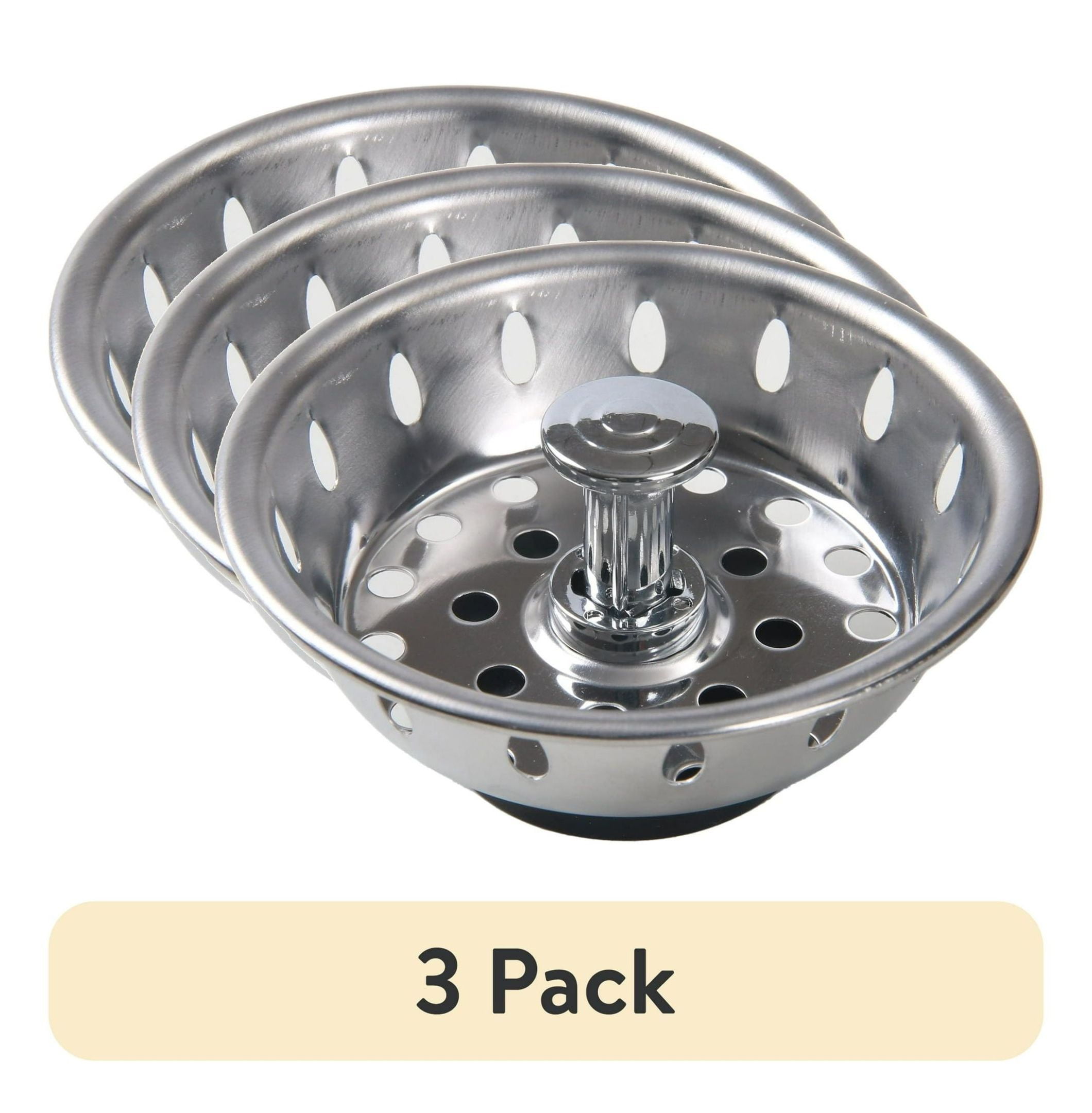 (3 pack) Stainless Steel Deluxe Kitchen Sink Strainer Silver for 3.5 ...