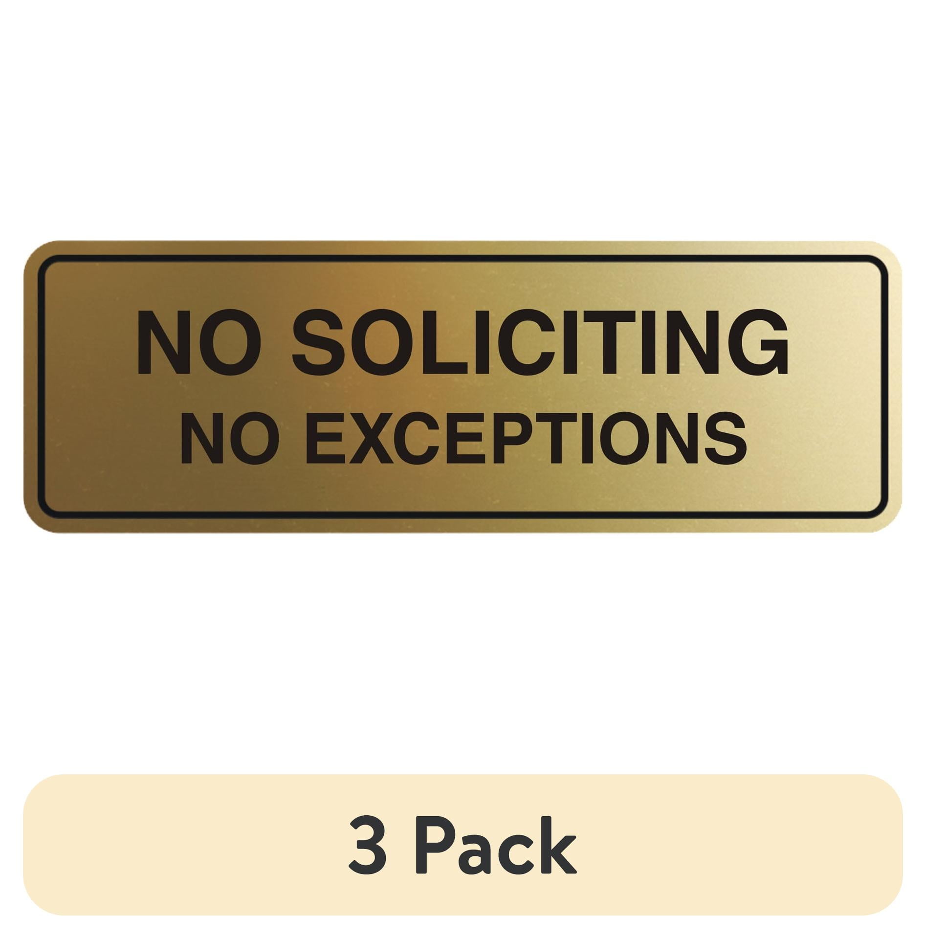 (3 pack) Standard No Soliciting No Exceptions Sign (Brushed Gold ...