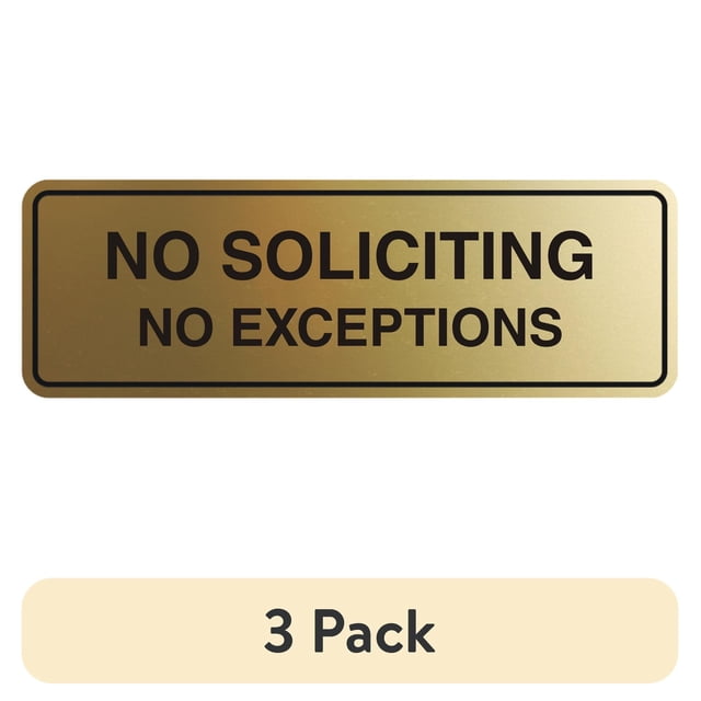 (3 pack) Standard No Soliciting No Exceptions Sign (Brushed Gold ...