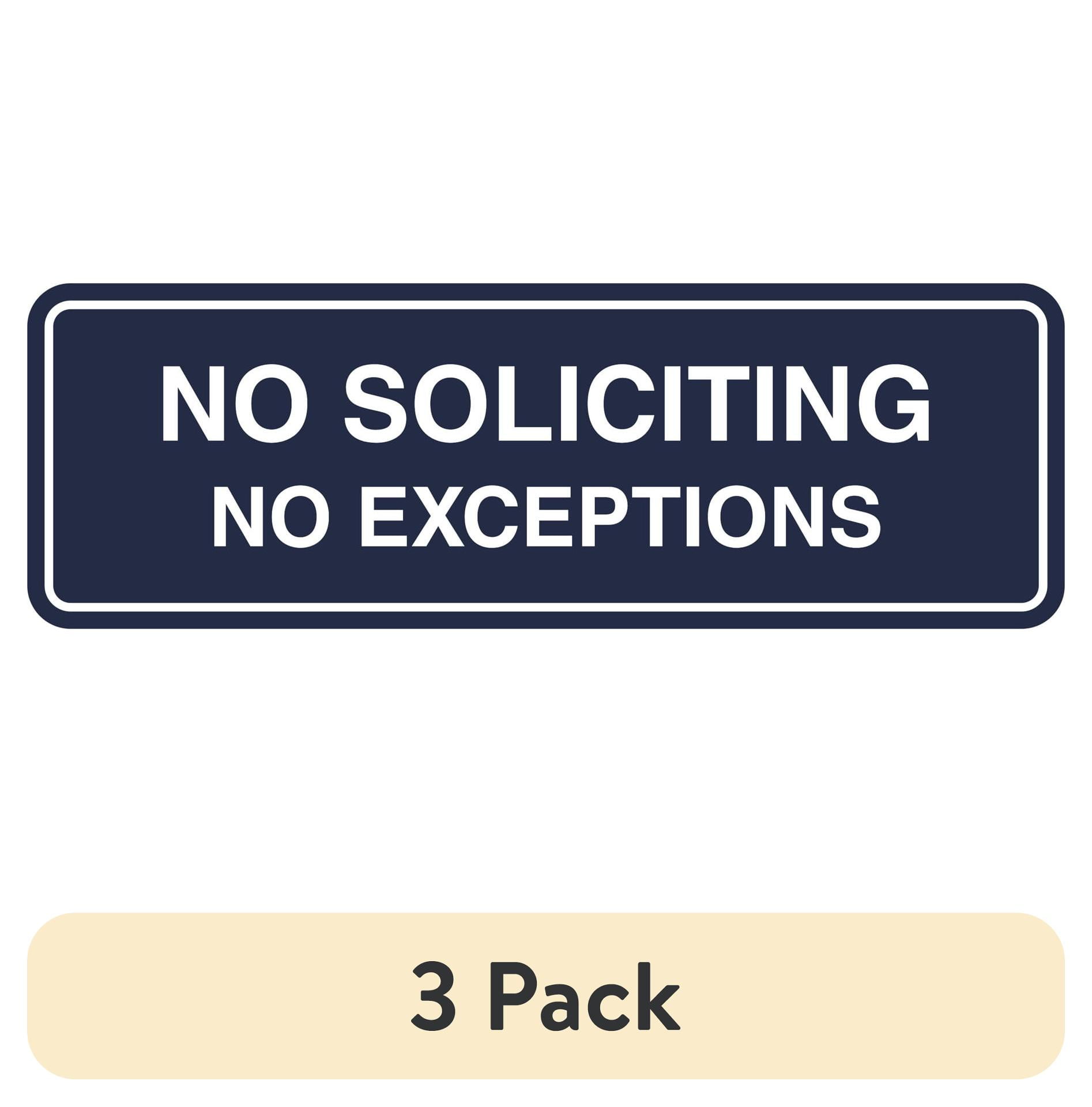 (3 pack) Standard No Soliciting No Exceptions Sign (Navy Blue / White ...