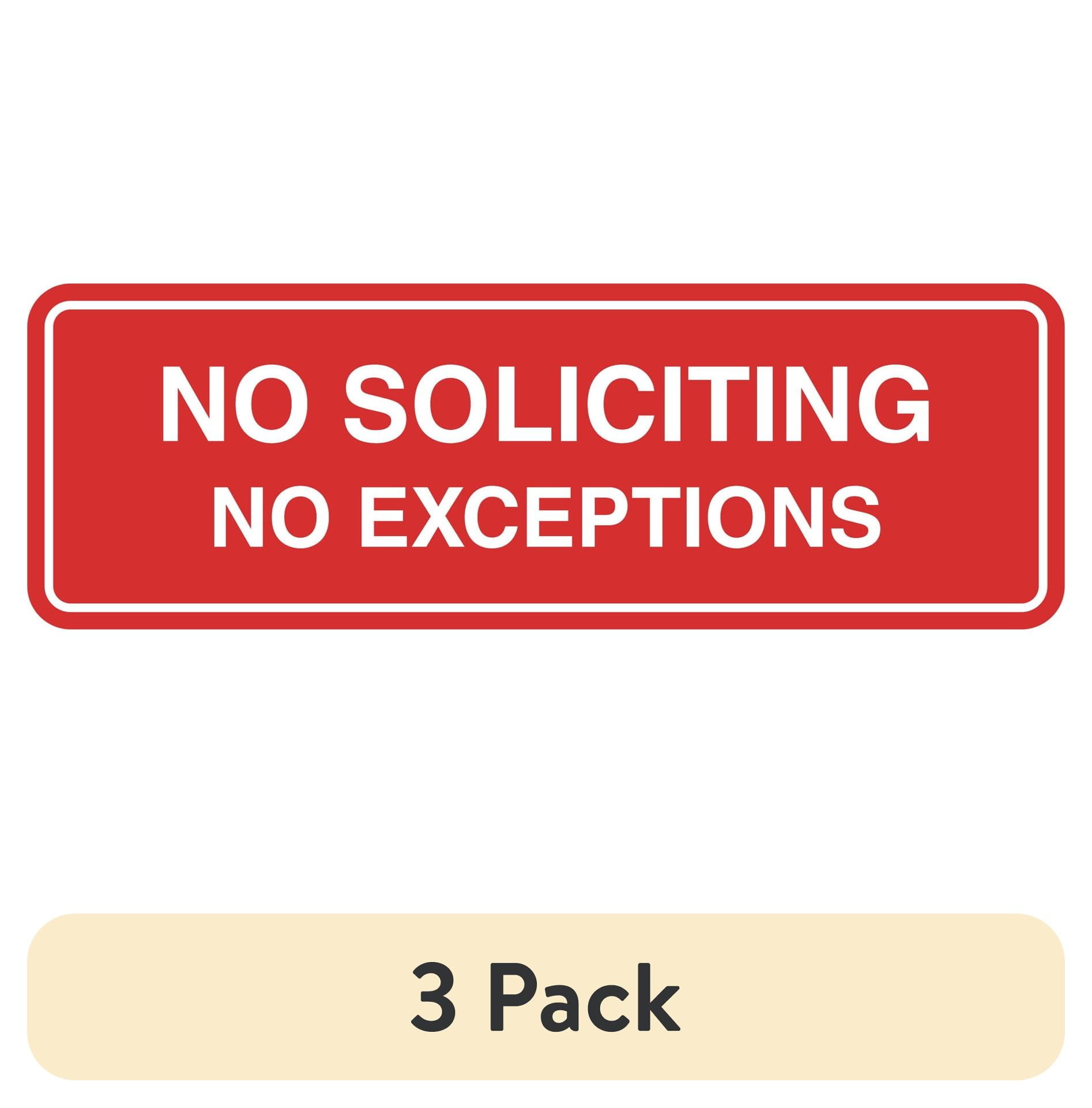 (3 pack) Standard No Soliciting No Exceptions Sign (Red) - Small 2" X 6 ...