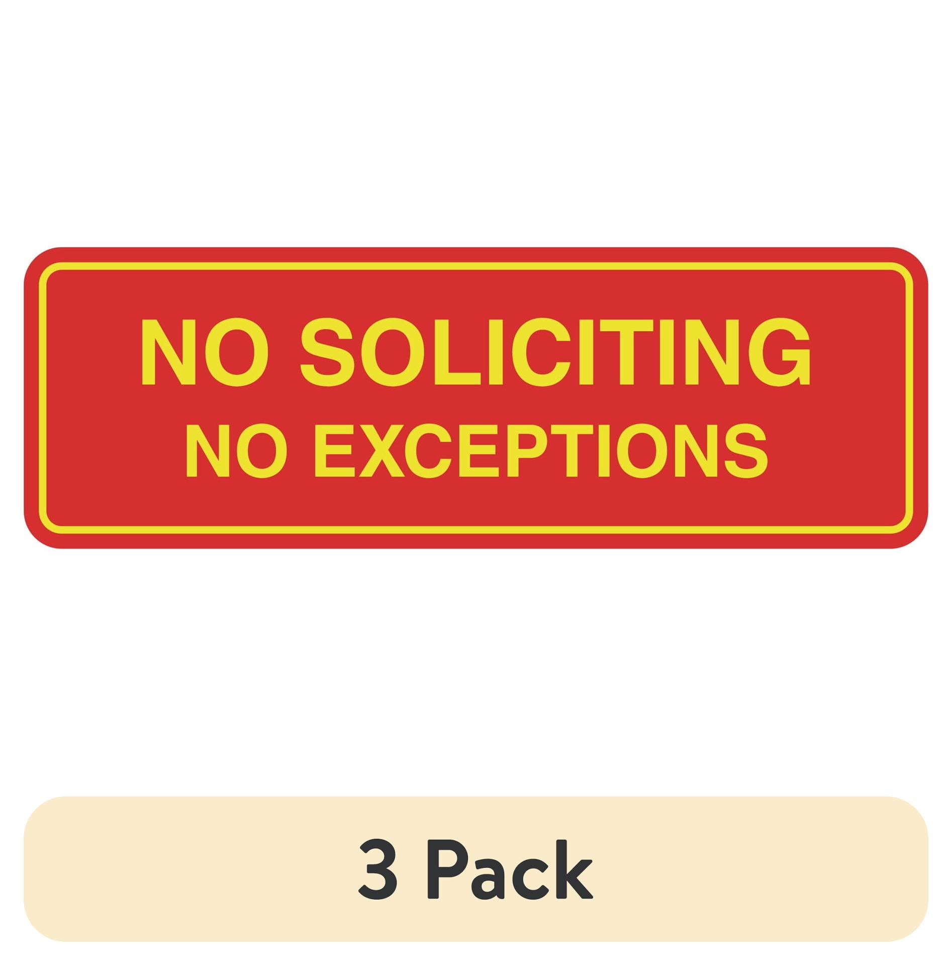 (3 pack) Standard No Soliciting No Exceptions Sign (Red/Yellow) - Small ...