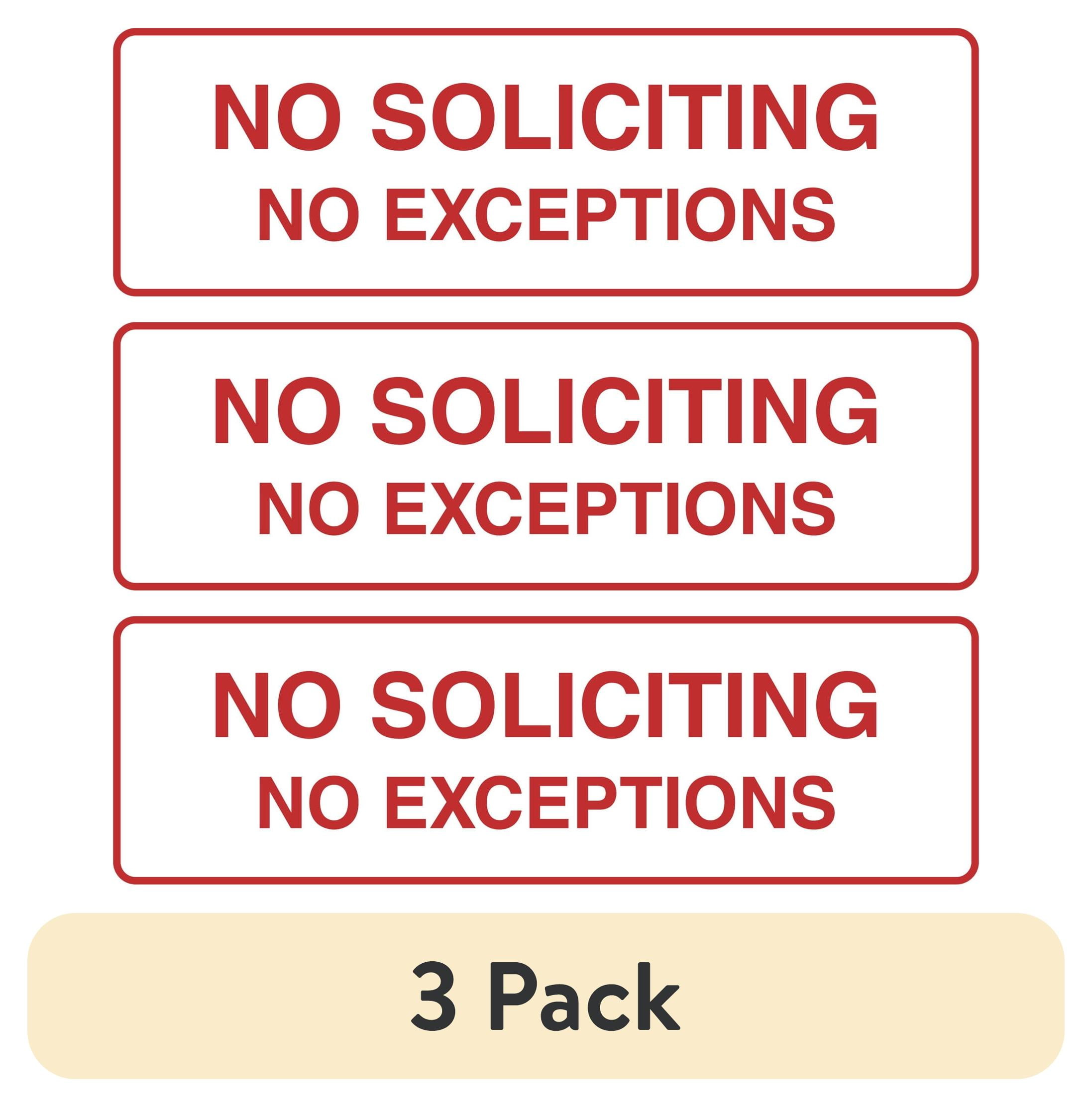(3 pack) Standard No Soliciting No Exceptions Sign (White/Red) - Medium ...