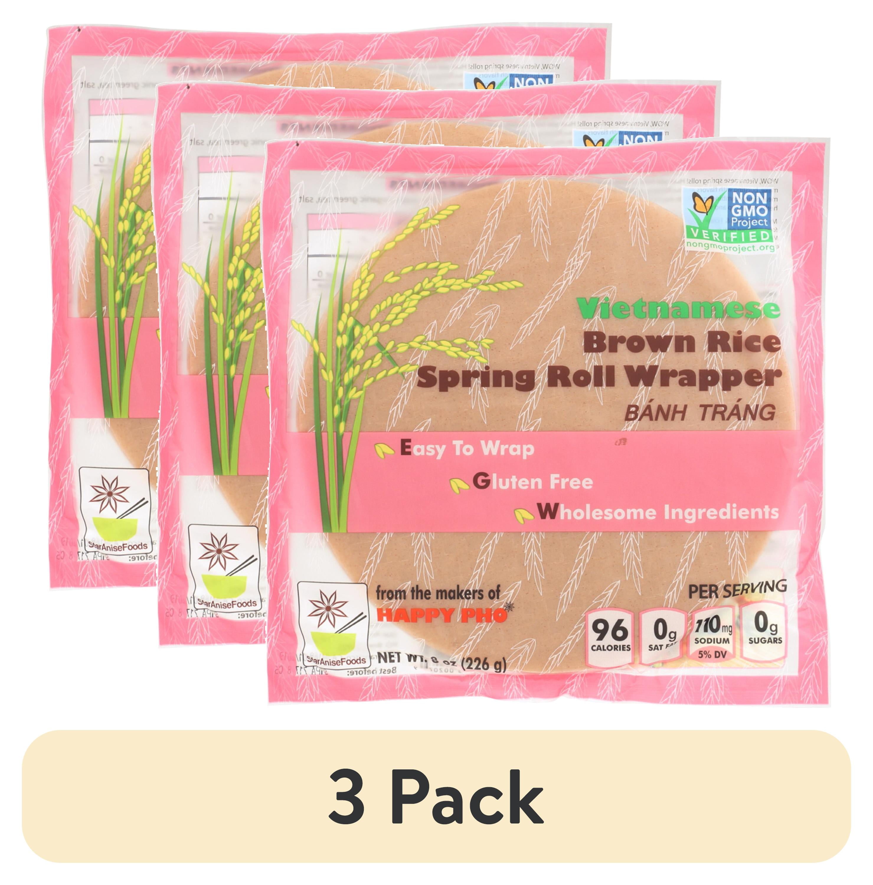 (3 pack) Star Anise Foods Vietnamese Brown Rice Spring Roll Wrappers, 8 ...