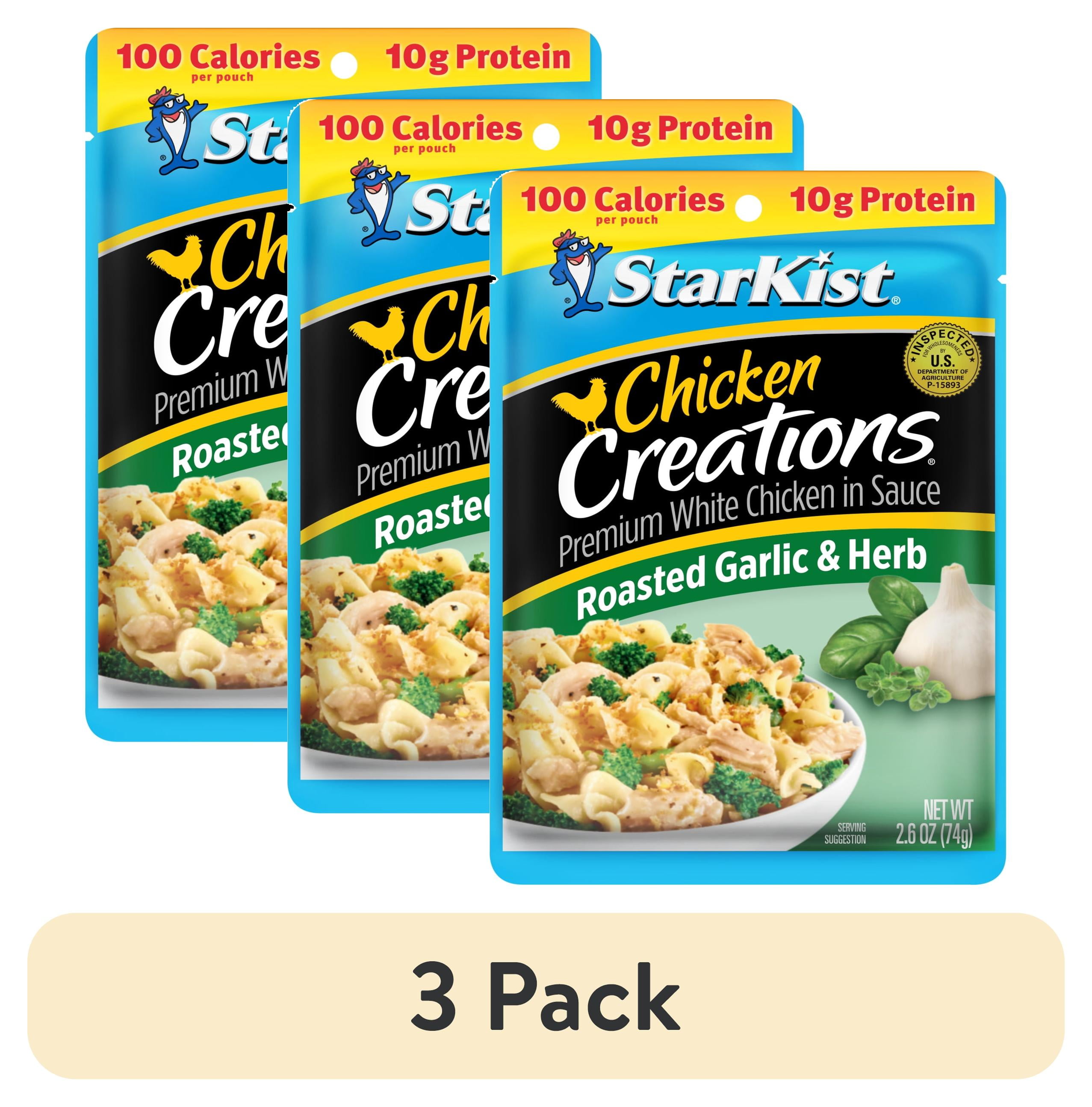 (3 pack) StarKist Chicken Creations, Garlic and Herb, 2.6 oz Pouch ...