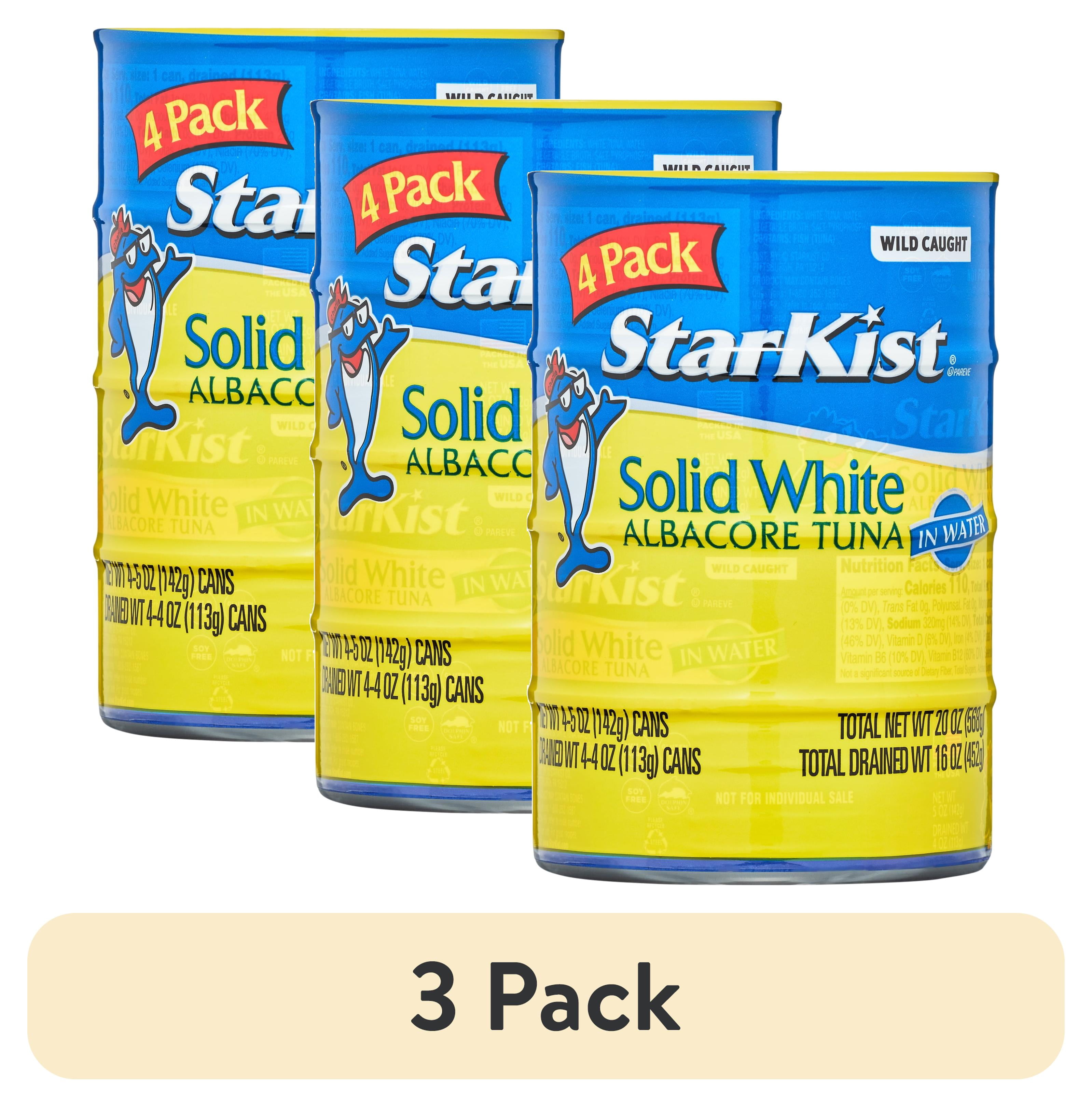 (3 pack) StarKist Solid White Albacore Tuna in Water , 5 oz Can, 4-Pack ...