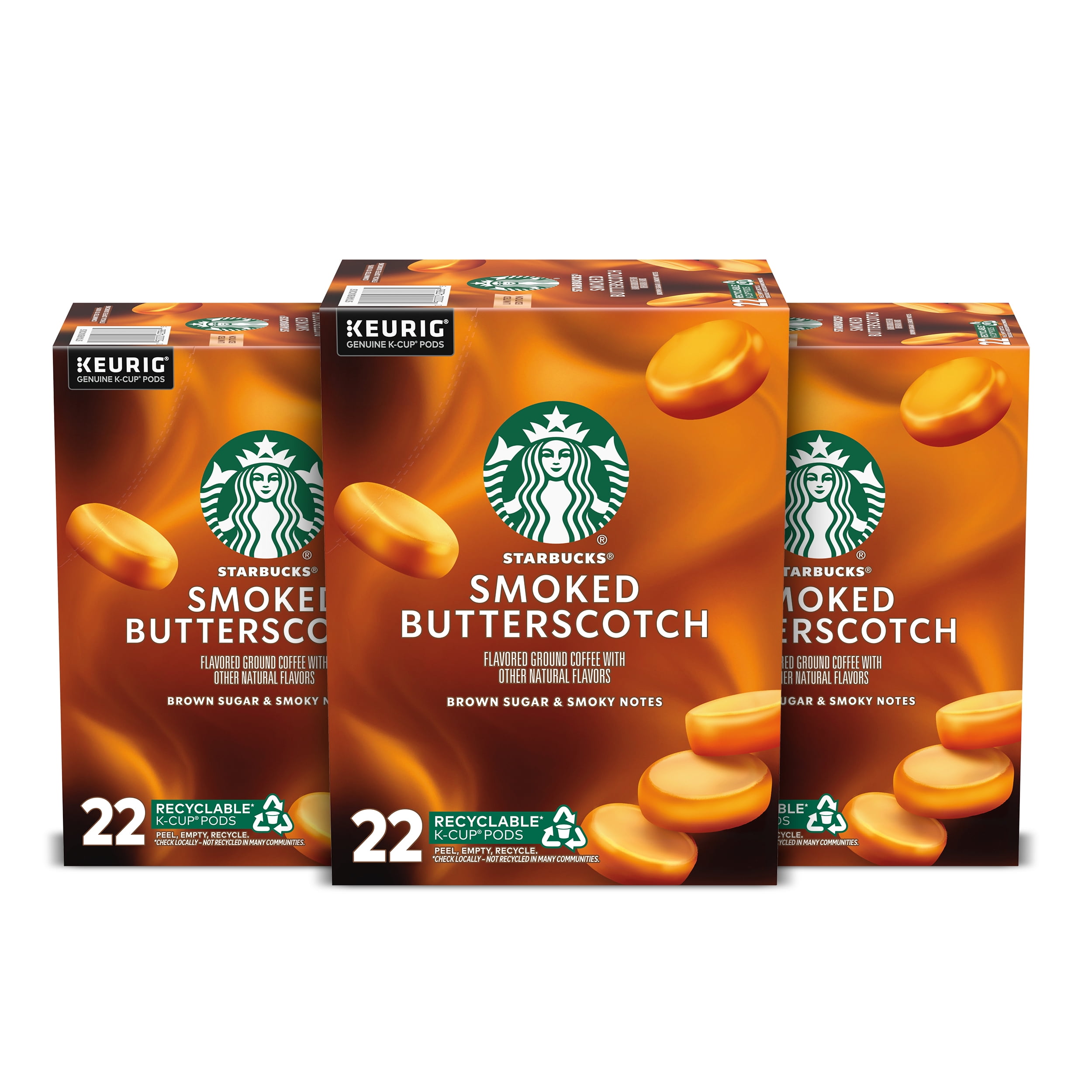 (3 pack) Starbucks Smoked Butterscotch Flavored Coffee, Keurig K-Cup ...