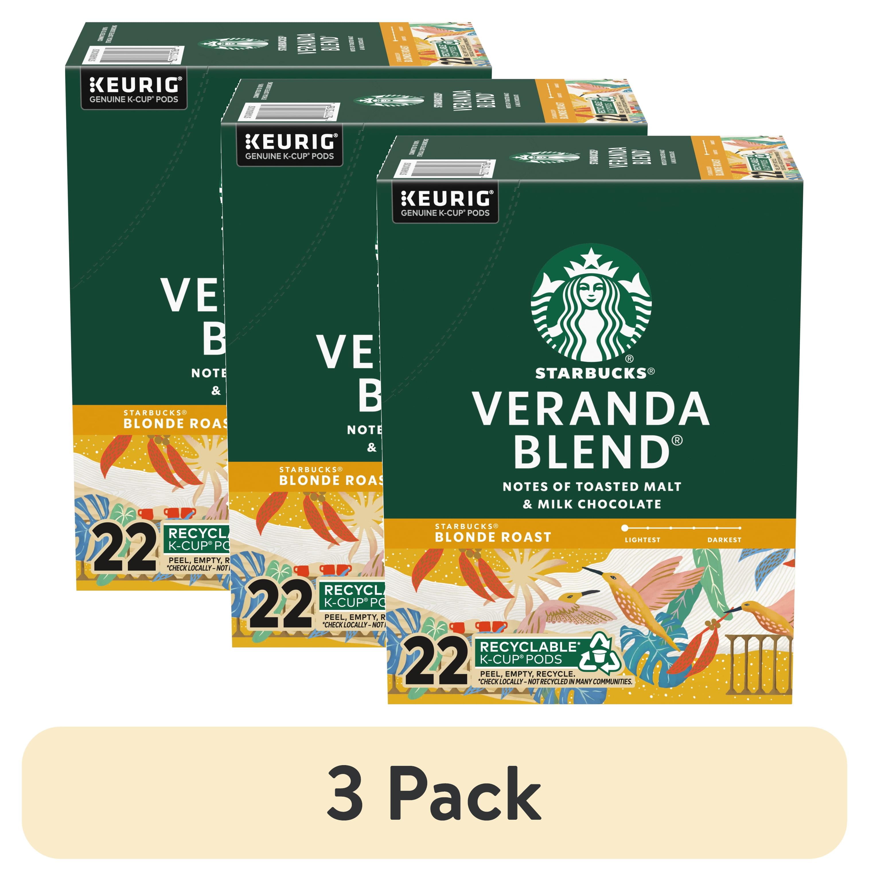 (3 pack) Starbucks Veranda Blend, Blonde Roast Coffee, Keurig K-Cup Single Serve Coffee Pods, 22 ...