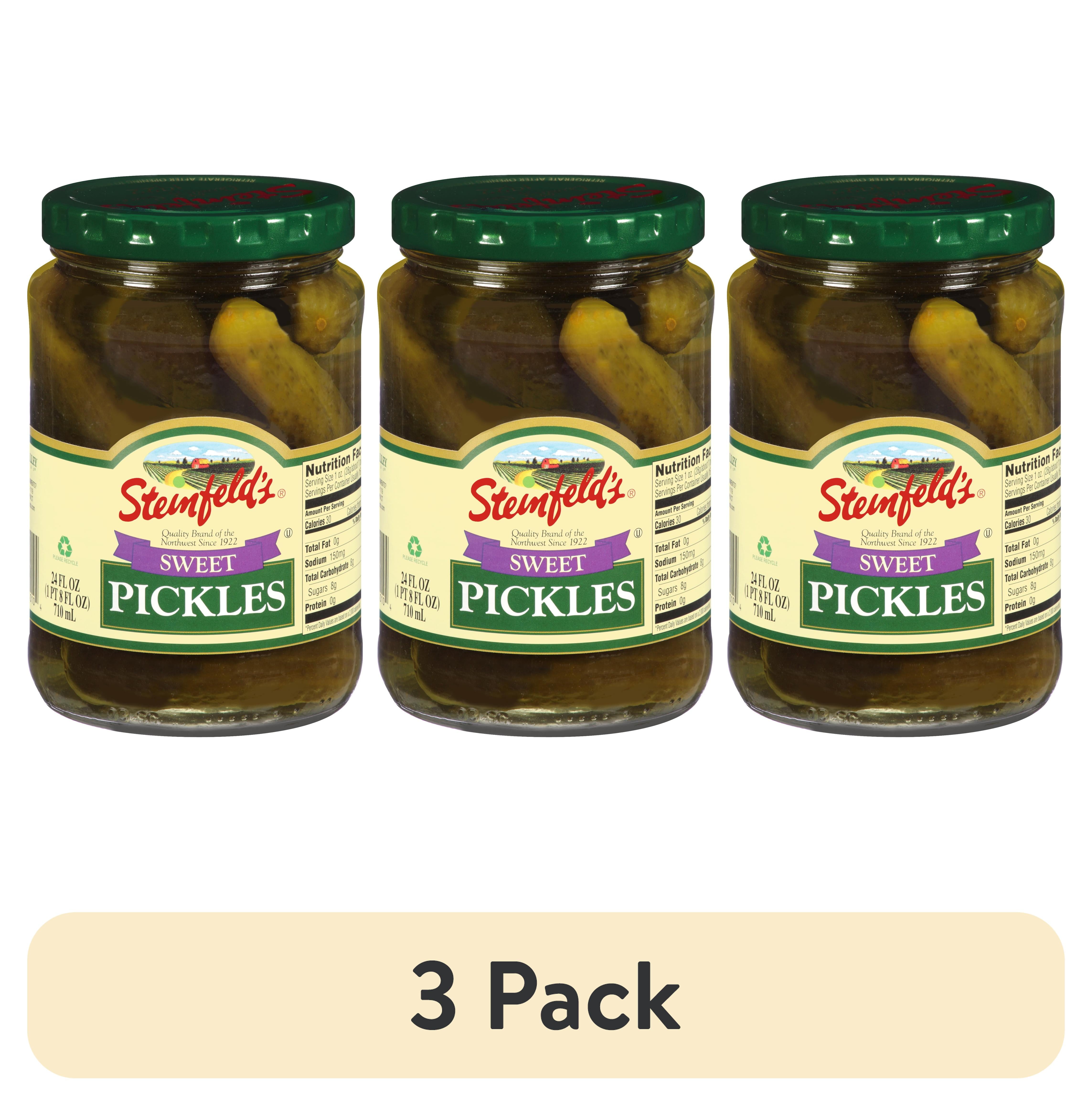 (3 pack) Steinfeld's Sweet Whole Pickles, Gluten-Free, Mild Spice, 24 ...