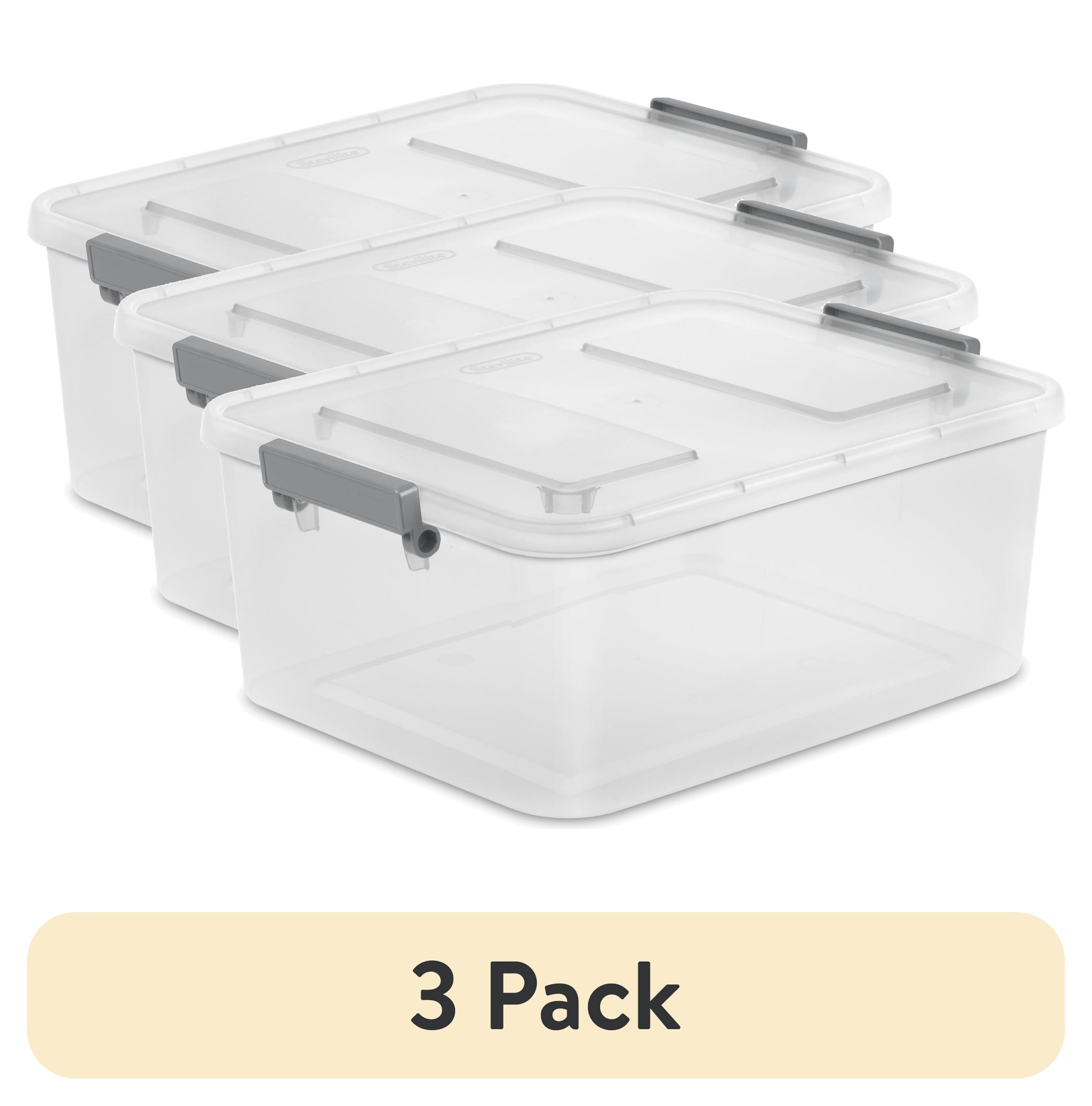 (3 pack) Sterilite Modular 12.7 Quart Small Latching Storage Bin, Clear ...