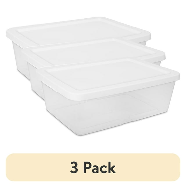(3 pack) Sterilite Small Storage Bin, 12 Quart Clear Plastic Storage ...