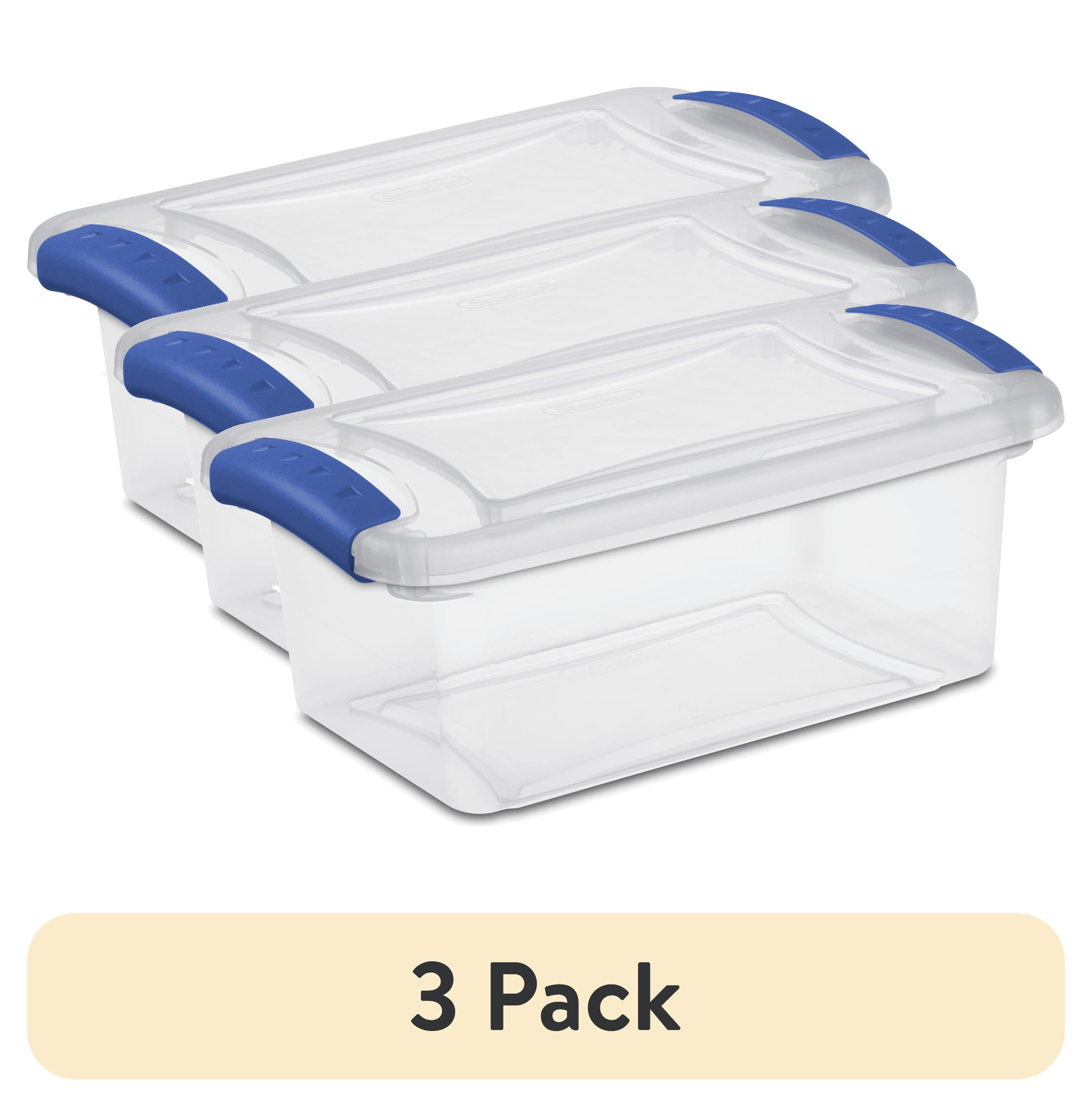 (3 pack) Sterilite 7 Quart Latch Box, Small Clear Plastic Storage Bin ...