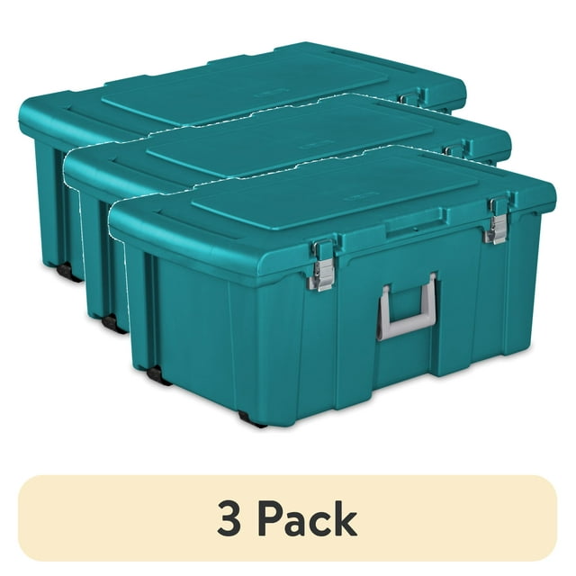 (3 pack) Sterilite Wheeled Footlocker, Plastic Utility Storage ...