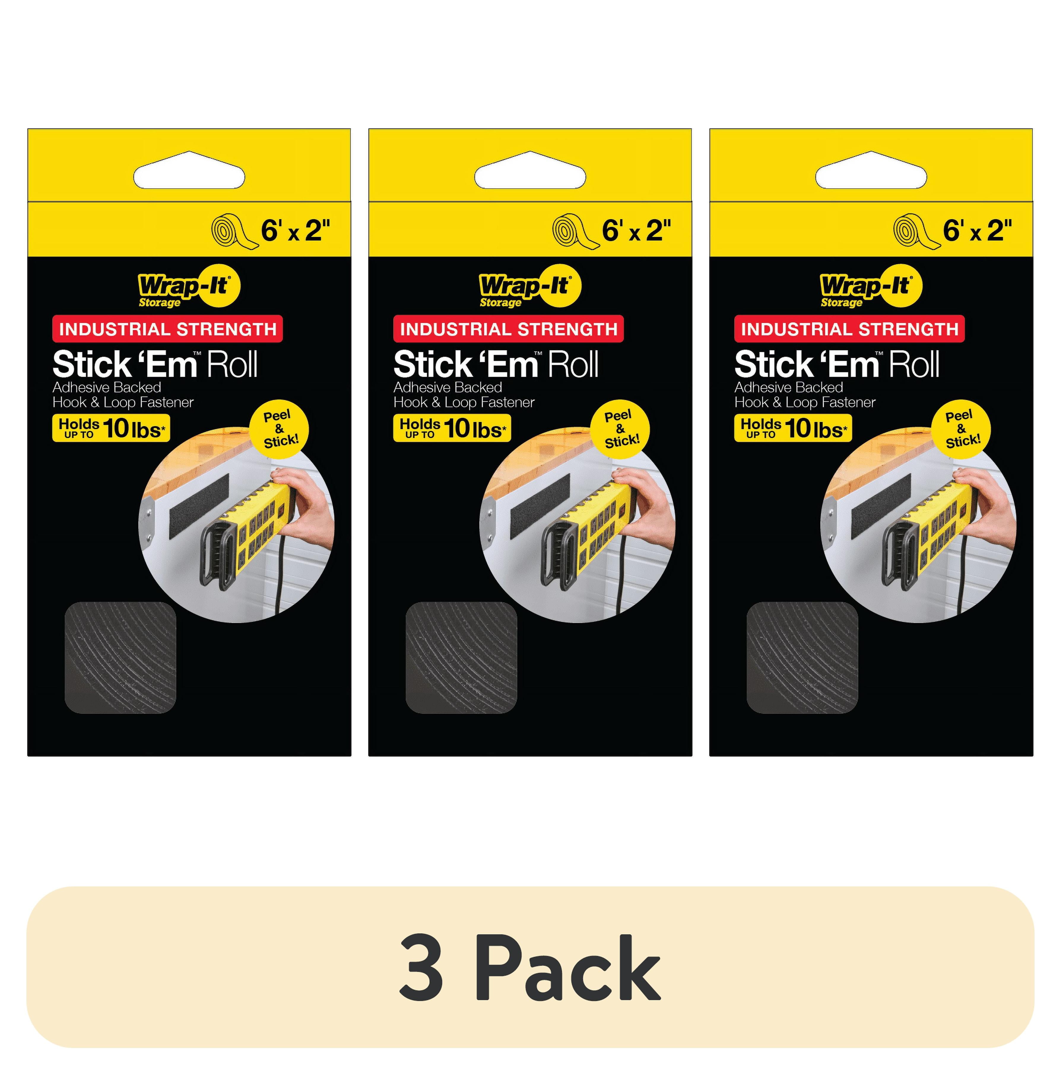 (3 pack) Stick 'Em Industrial Strength 6’x2” Adhesive Hook and Loop ...