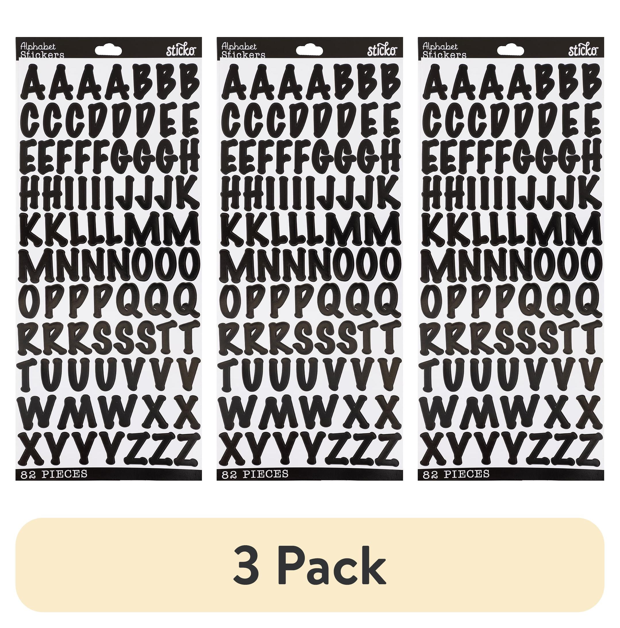 (3 pack) Sticko Large Black Marker Alphabet Stickers, 82 Piece ...