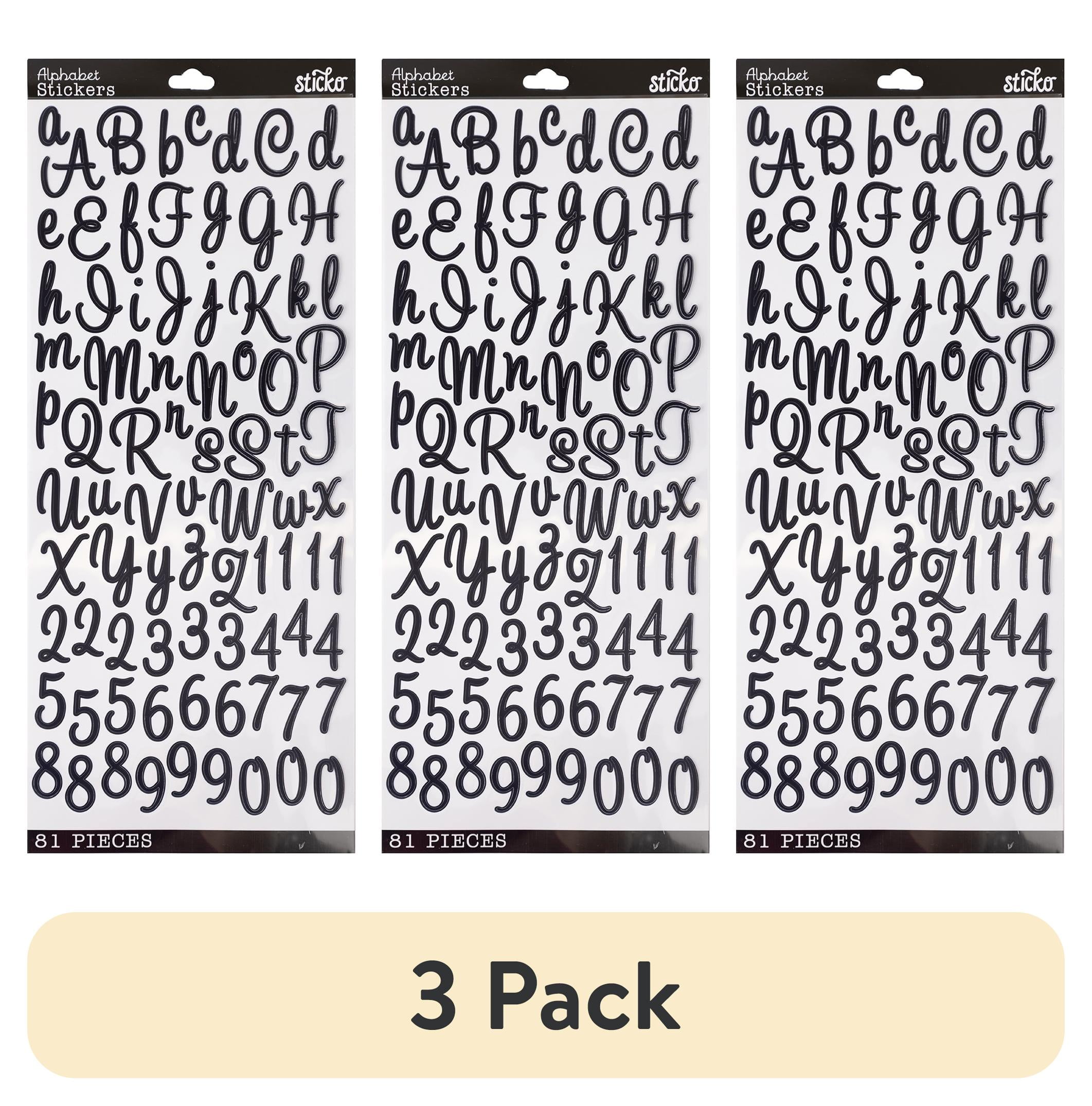 (3 pack) Sticko Large Black Sweetheart Script Vinyl Alphabet Stickers ...