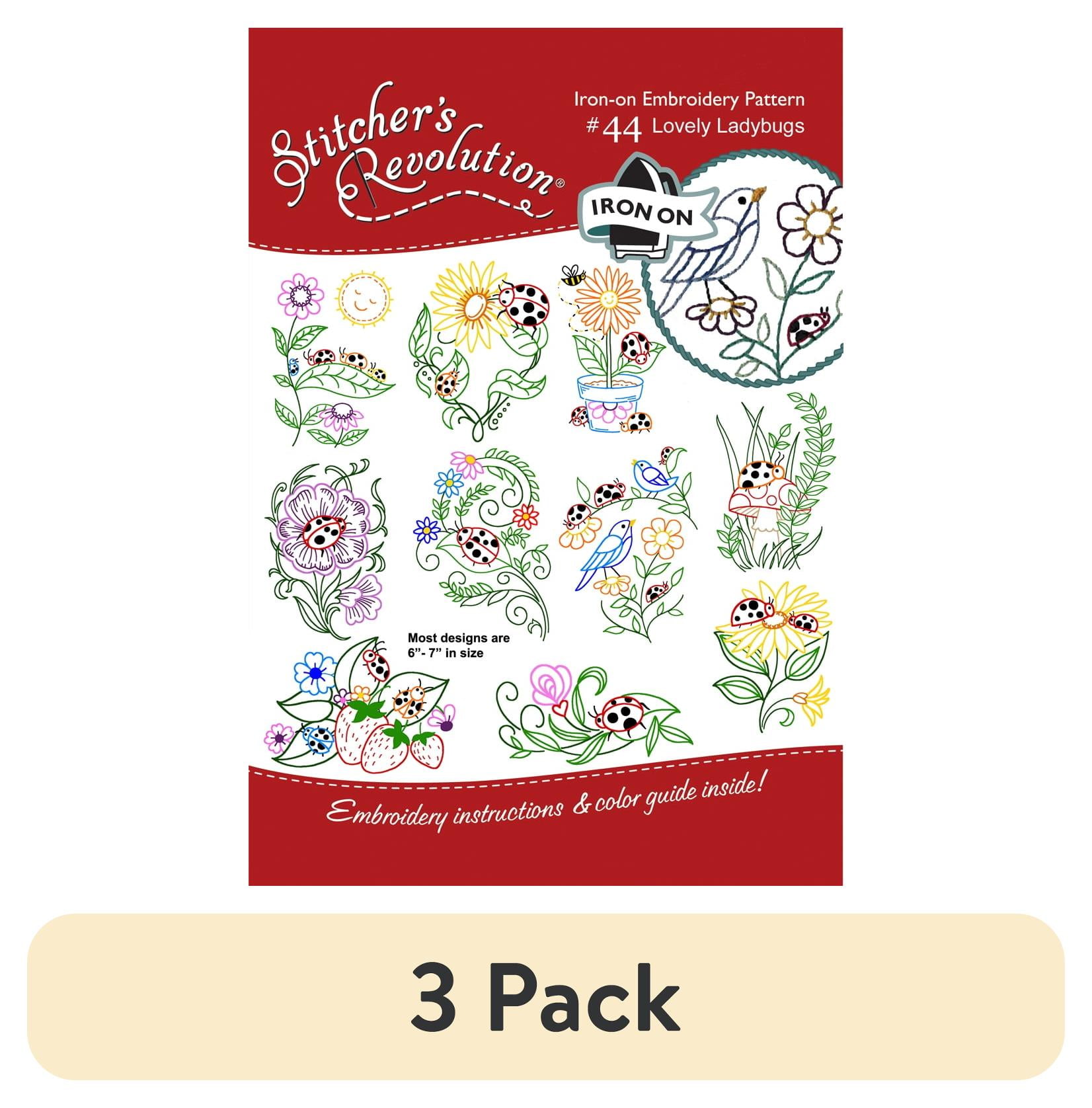 (3 pack) Stitcher's Revolution Brand Ladybugs Iron-on Transfer Pattern ...