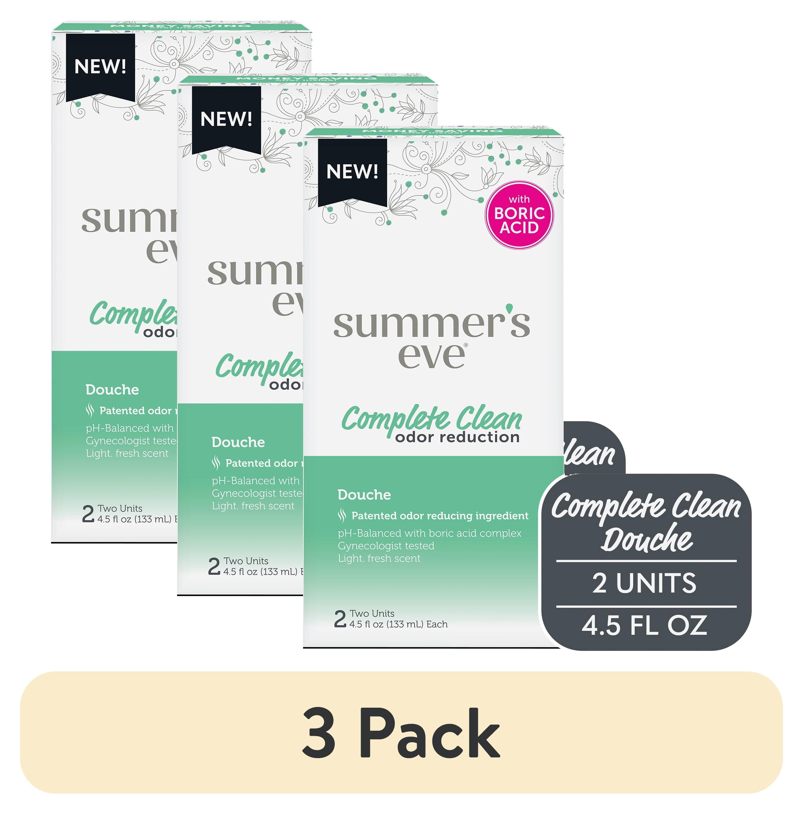 (3 pack) Summer’s Eve Complete Clean Odor Reduction Douche, 2 Units, 4. ...