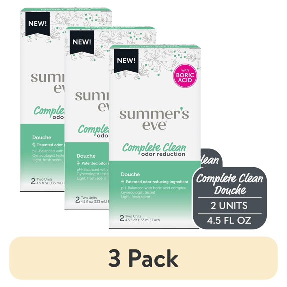 (3 pack) Summer's Eve Vaginal Douche, Complete Clean, 2 Units, 4.5 oz ...
