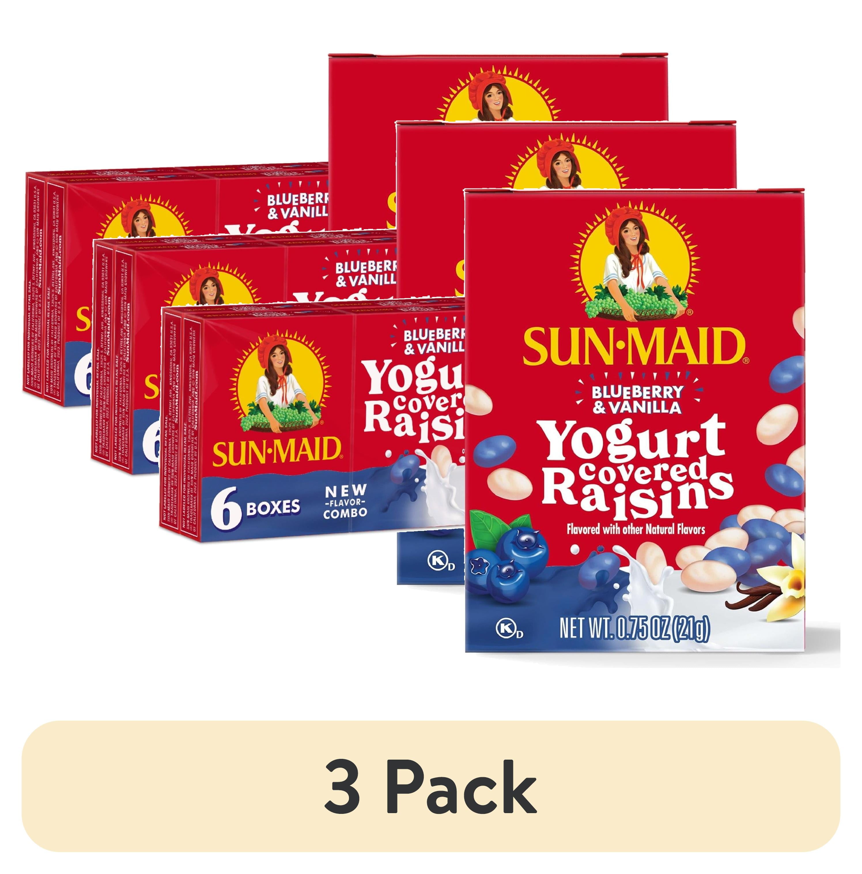 (3 pack) Sun-Maid® Blueberry & Vanilla Yogurt Covered Raisins 6-Pack ...