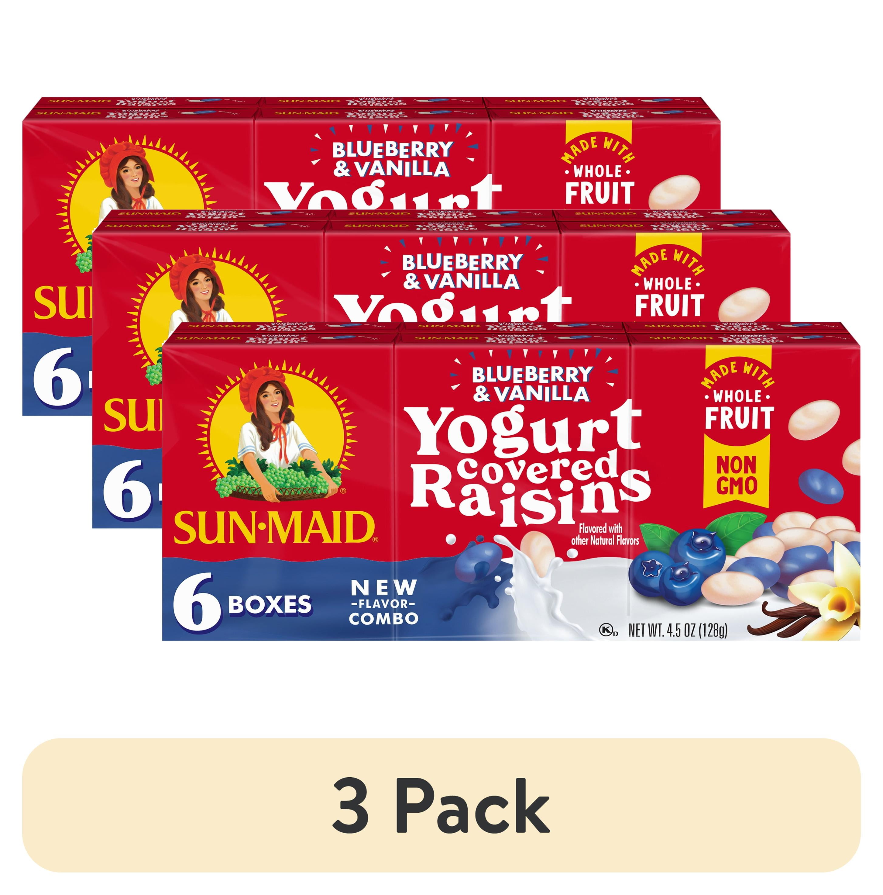 (3 pack) Sun-Maid® Blueberry & Vanilla Yogurt Covered Raisins 6-Pack ...