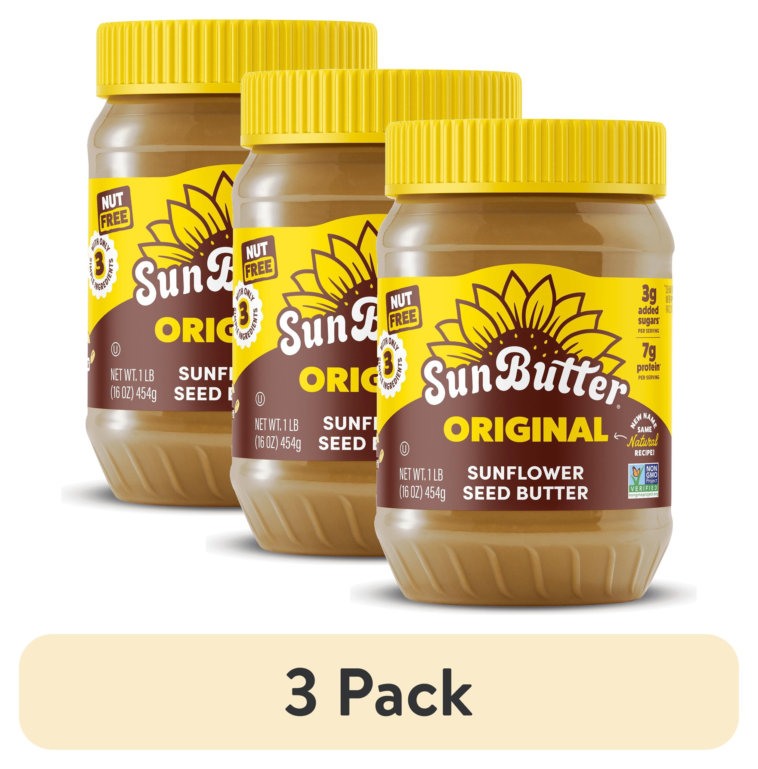 (3 pack) SunButter Original Sunflower Seed Butter 16 oz Jar - Walmart.com